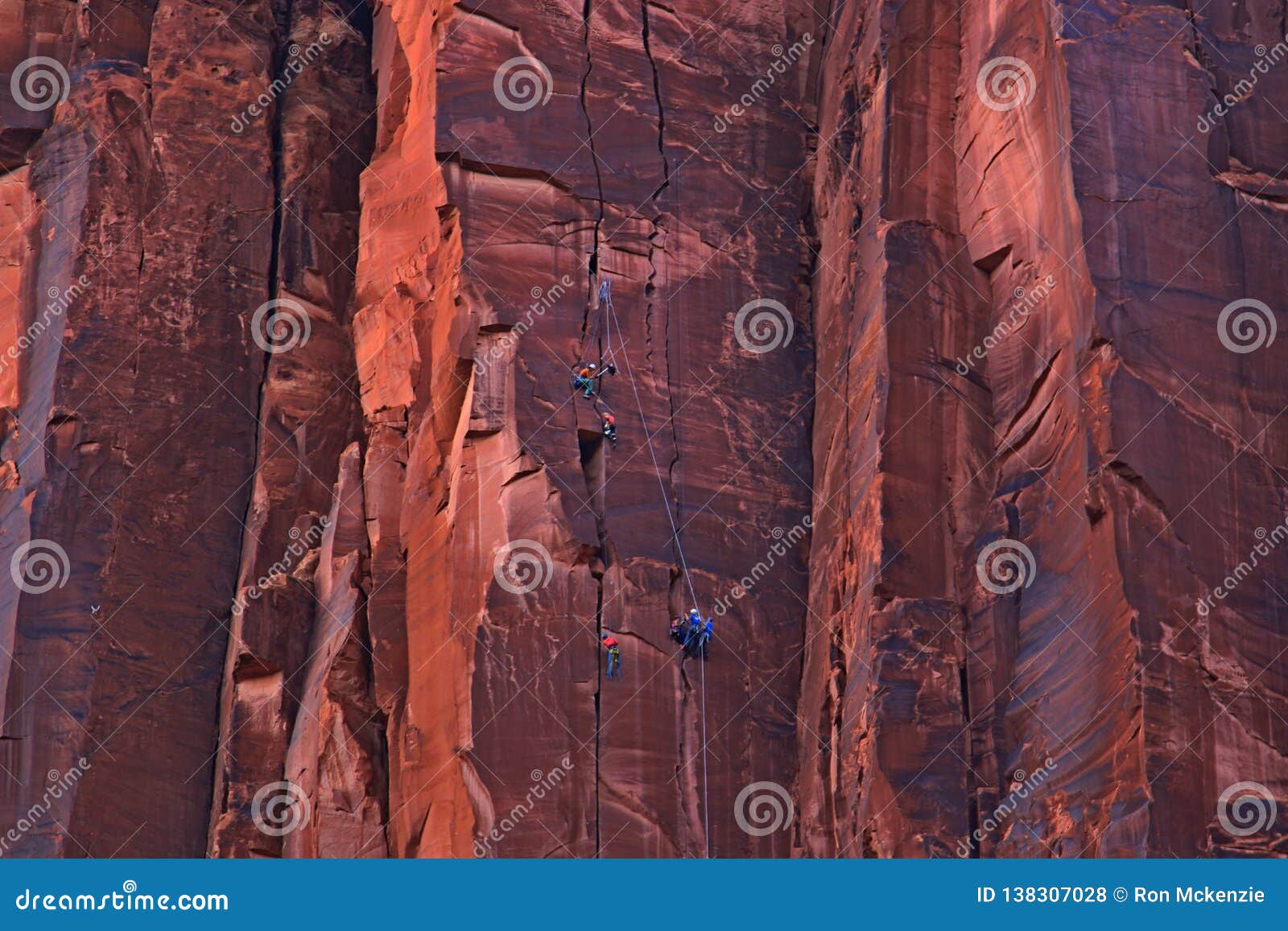 Rock Climbers on a Very High Rock Wall Stock Photo - Image of mesa ...