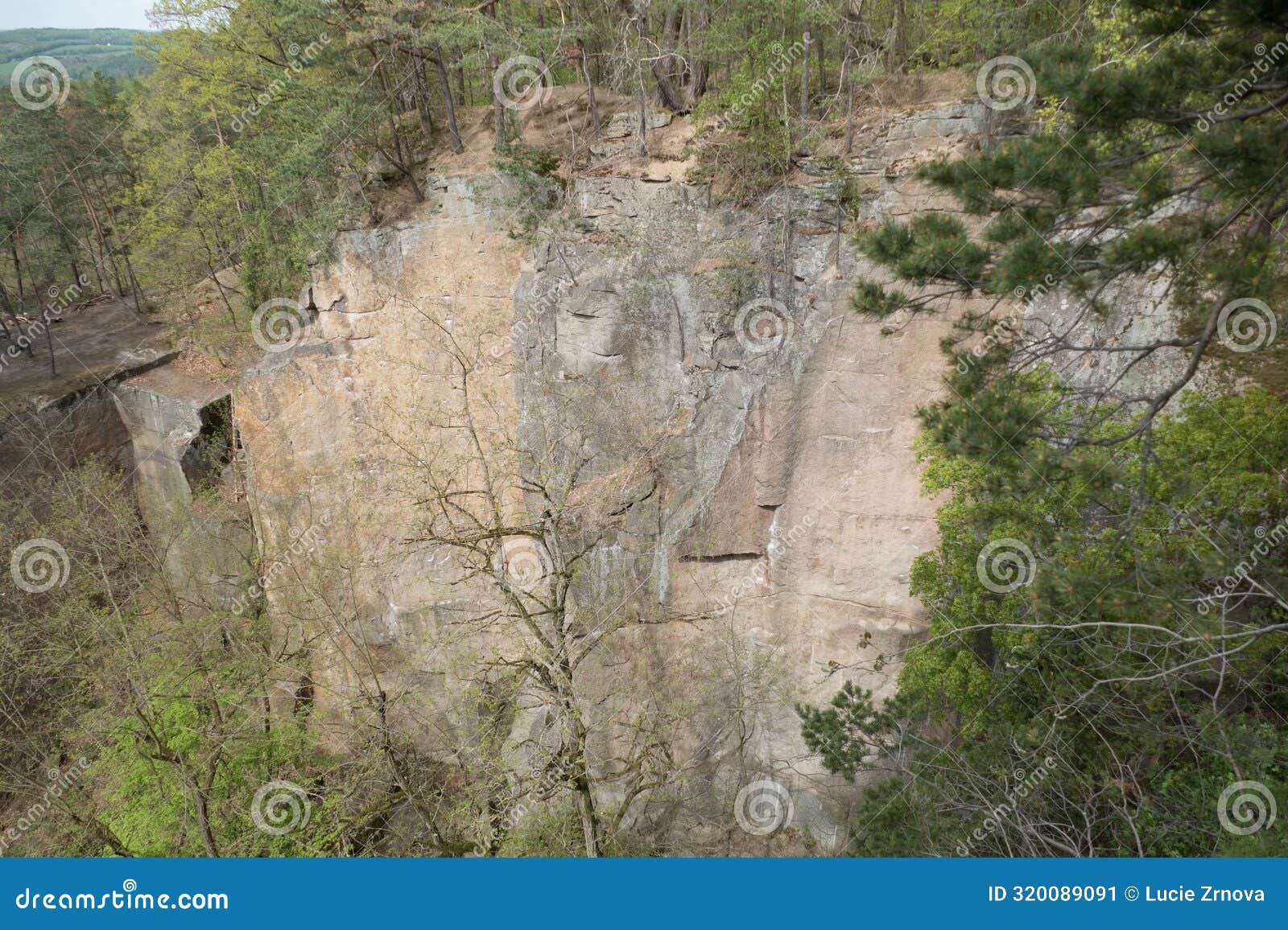 Rock Climbing Cliff in Old Granite Mine Stock Image - Image of ...