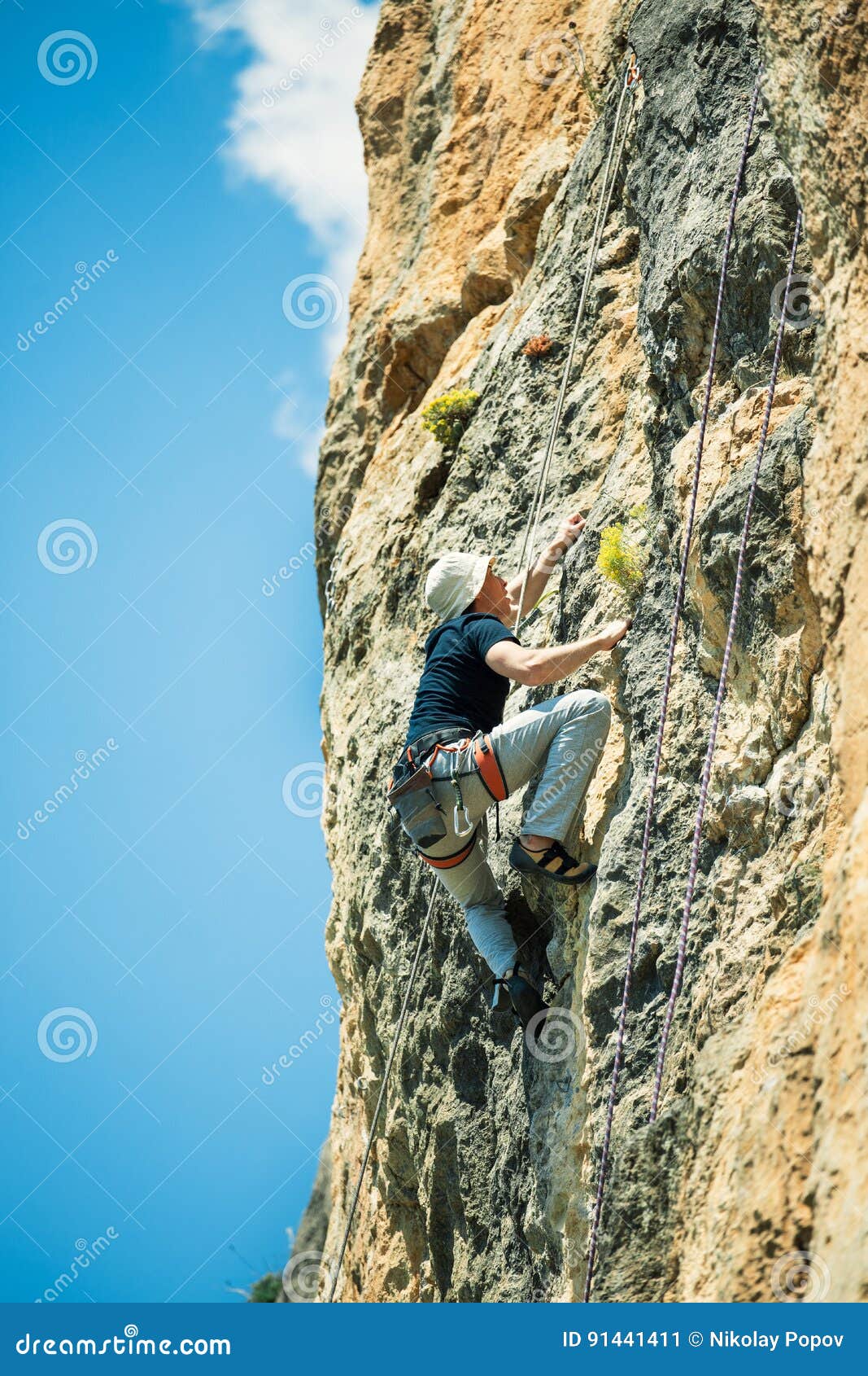 Rock climbing. stock image. Image of climbing, mountain - 91441411
