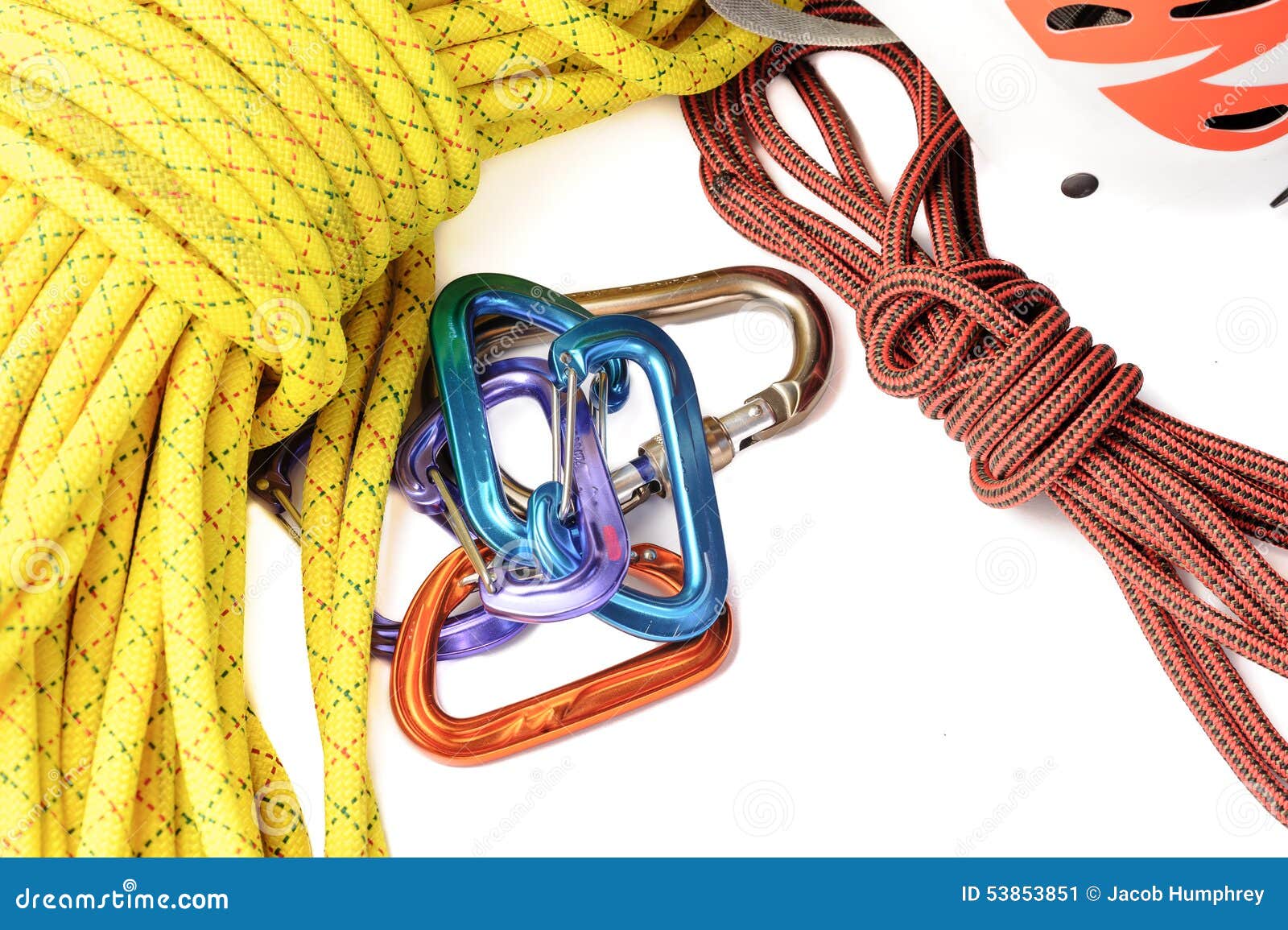 Rock climbing gear stock image. Image of rope, closeup - 53853851
