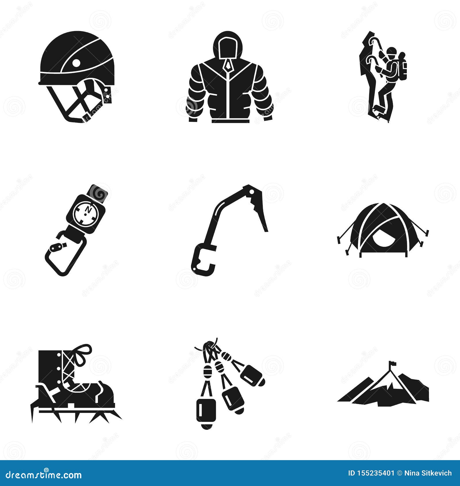 Rock Climbing Icon Set, Simple Style Stock Vector - Illustration of ...