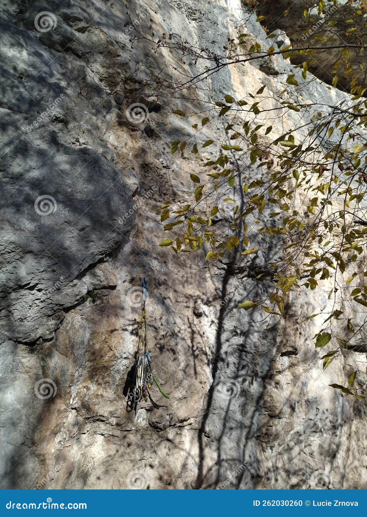 Rock Climbing Limestone Cliff in Dolomites Stock Photo - Image of ...