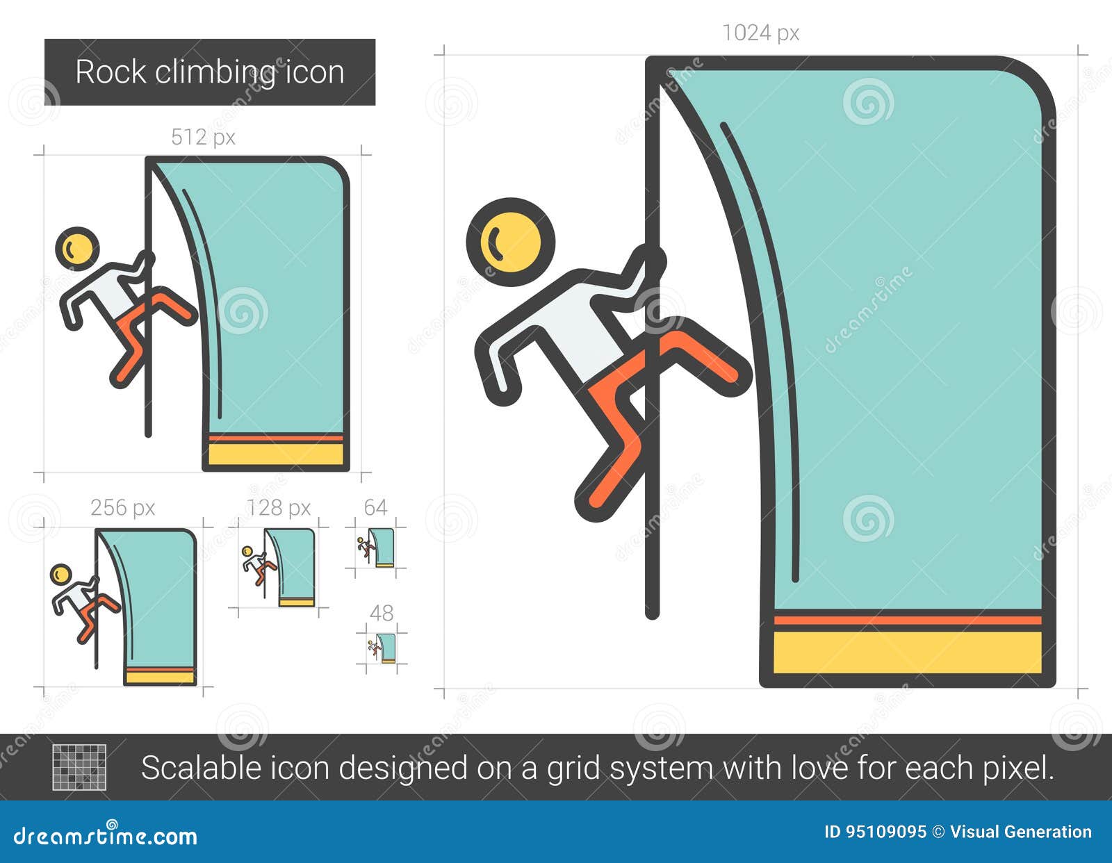 Rock climbing line icon. stock vector. Illustration of climber - 95109095