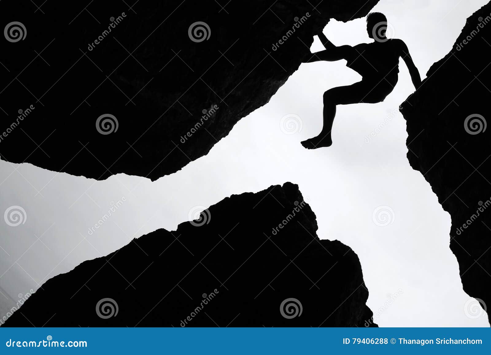 Rock Climbing,Man Climb between Three Rock on the Cliff. Stock Photo ...