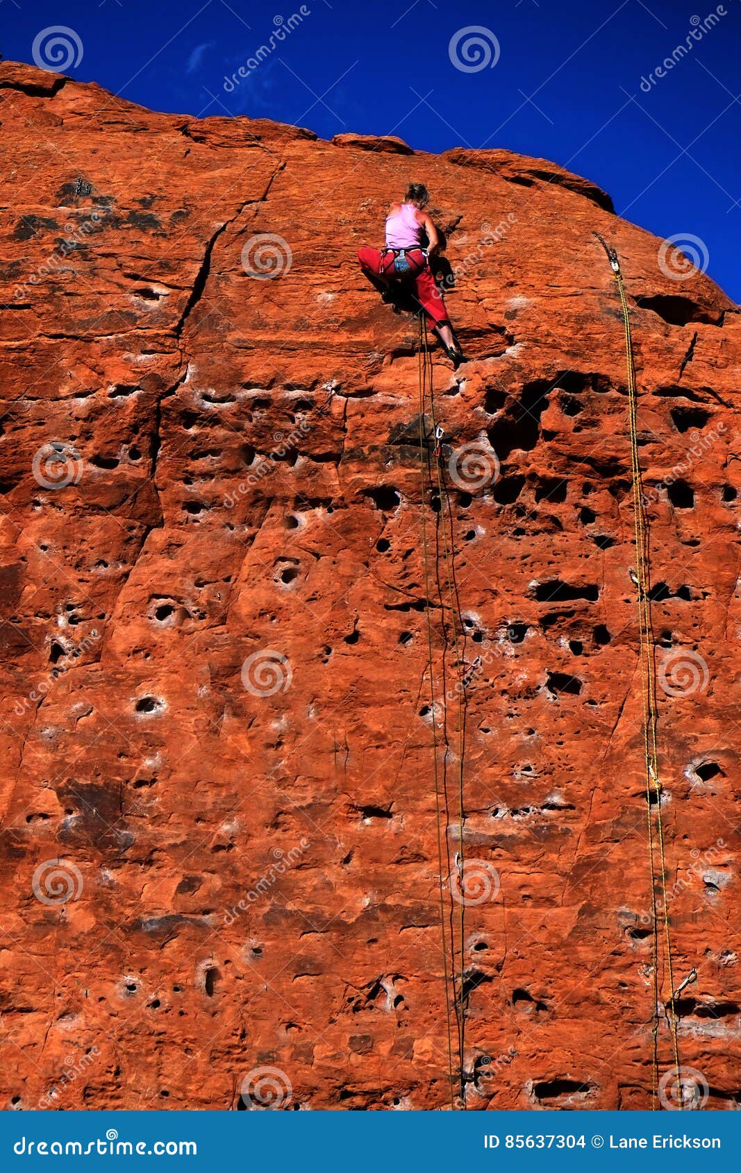 Rock Climbing on Red Sandstone for Sport Recreation and Fun Editorial ...