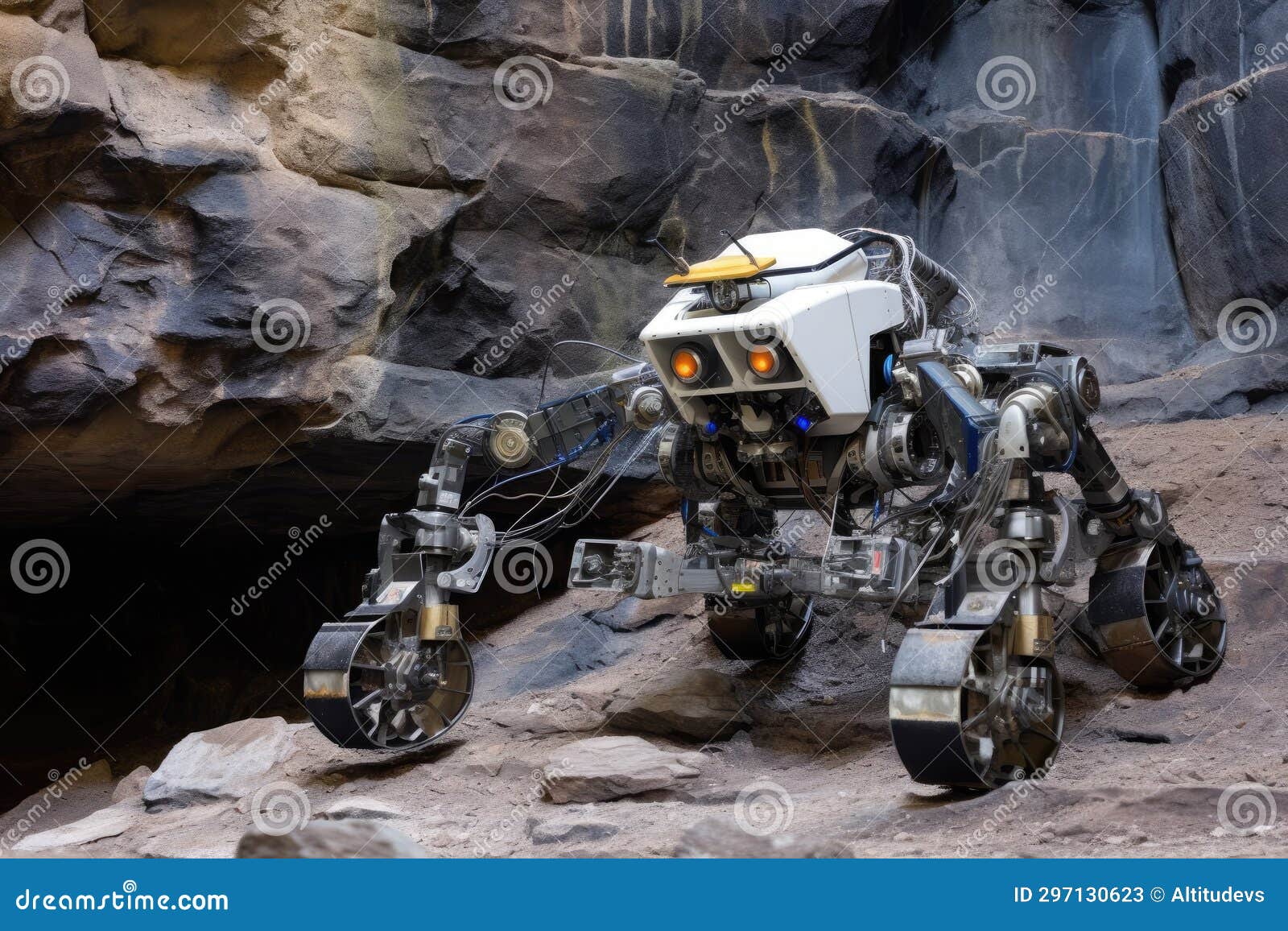 Rock Climbing Robot on a Rock Wall Stock Image - Image of robotic ...