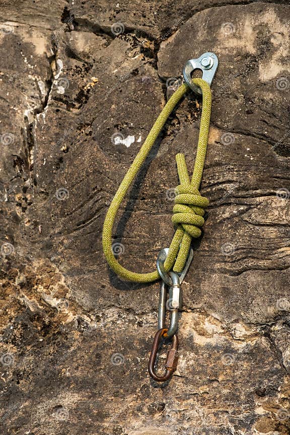 Rock Climbing Rope with Hooks Stock Image - Image of rope, sports ...