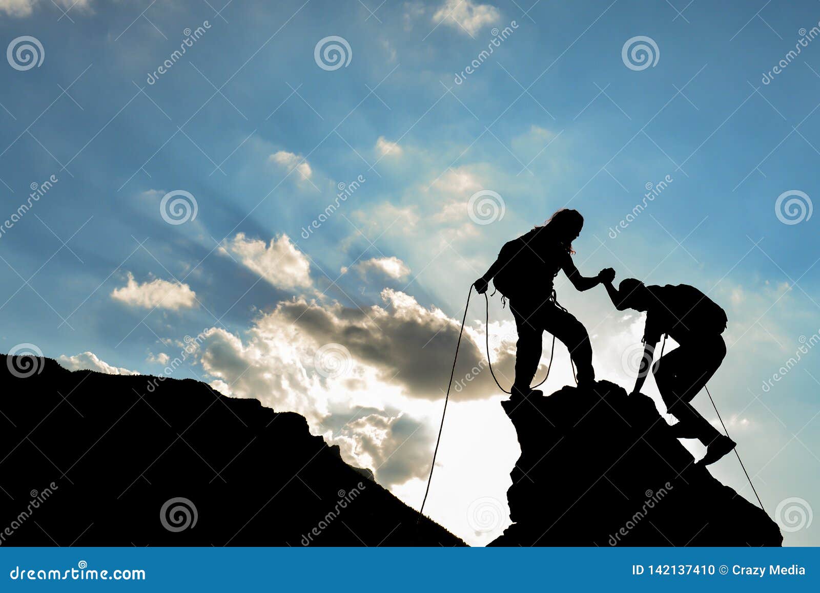 Rock Climbing and the Team Focused on the Target Editorial Image ...