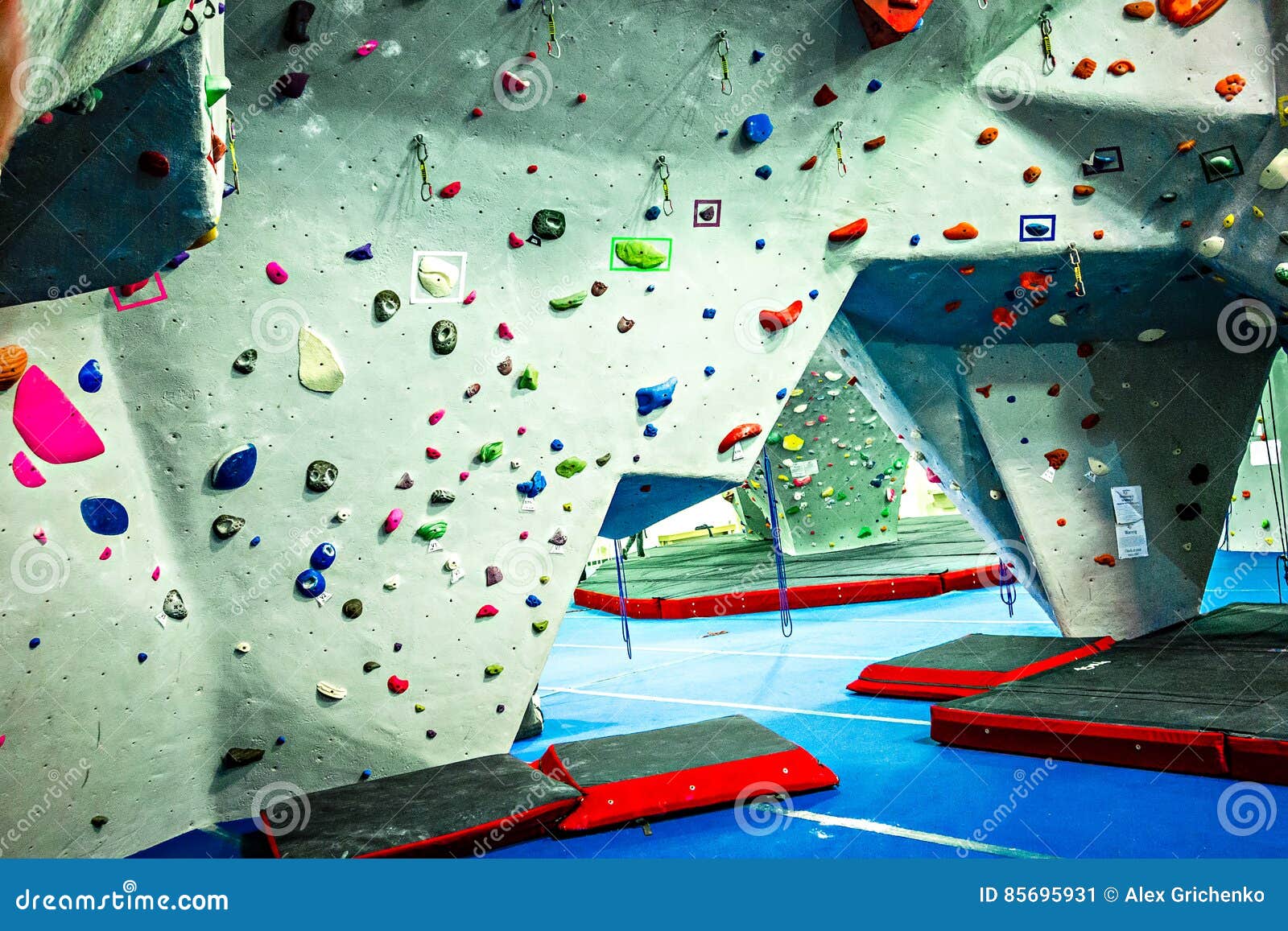Rock Climbing Wall Recreation Center Stock Image - Image of indoor ...