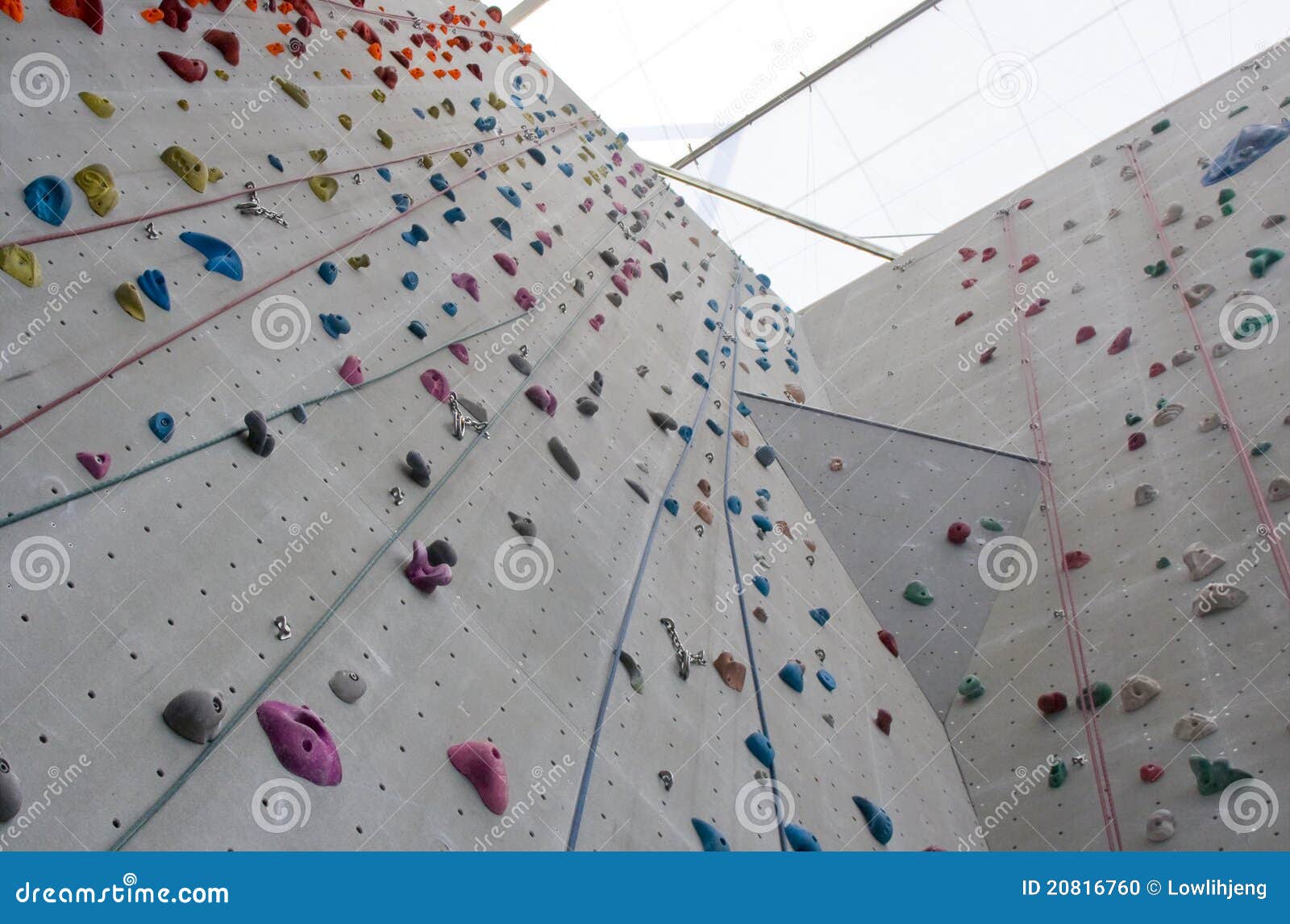 Rock Climbing Wall with Ropes Stock Photo - Image of international ...
