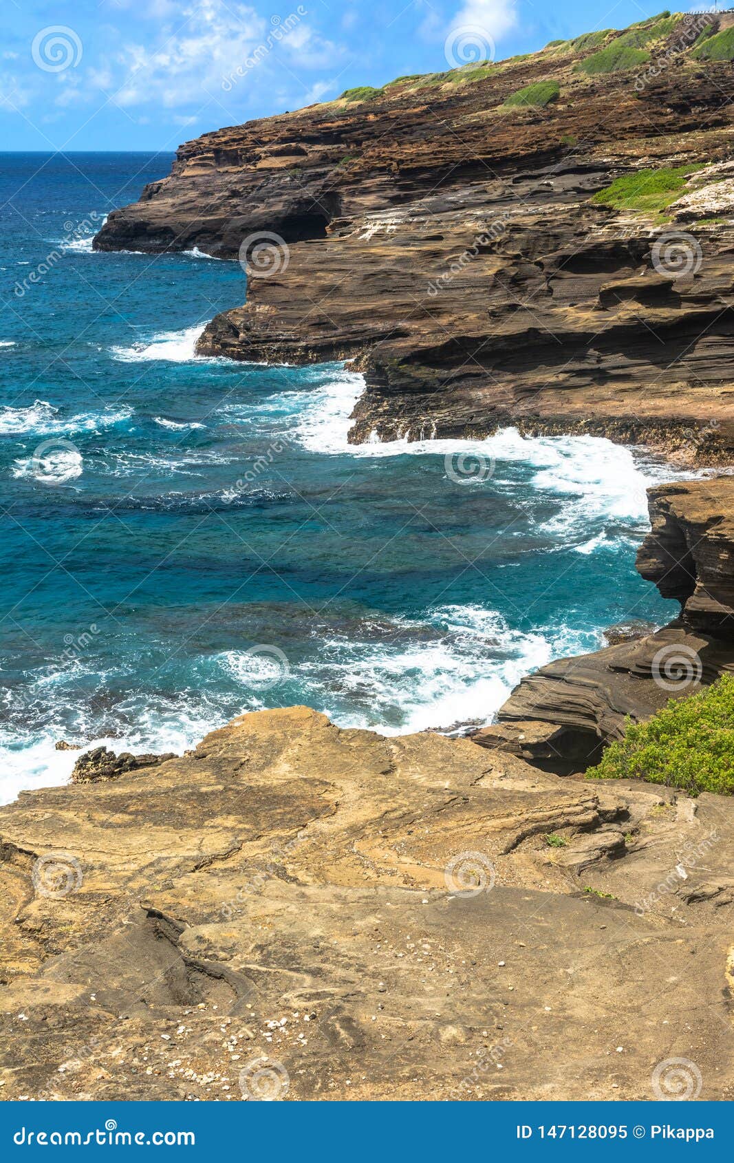 The Rock Coast Along Halona, Oahu, Hawaii Stock Image - Image of ocean ...