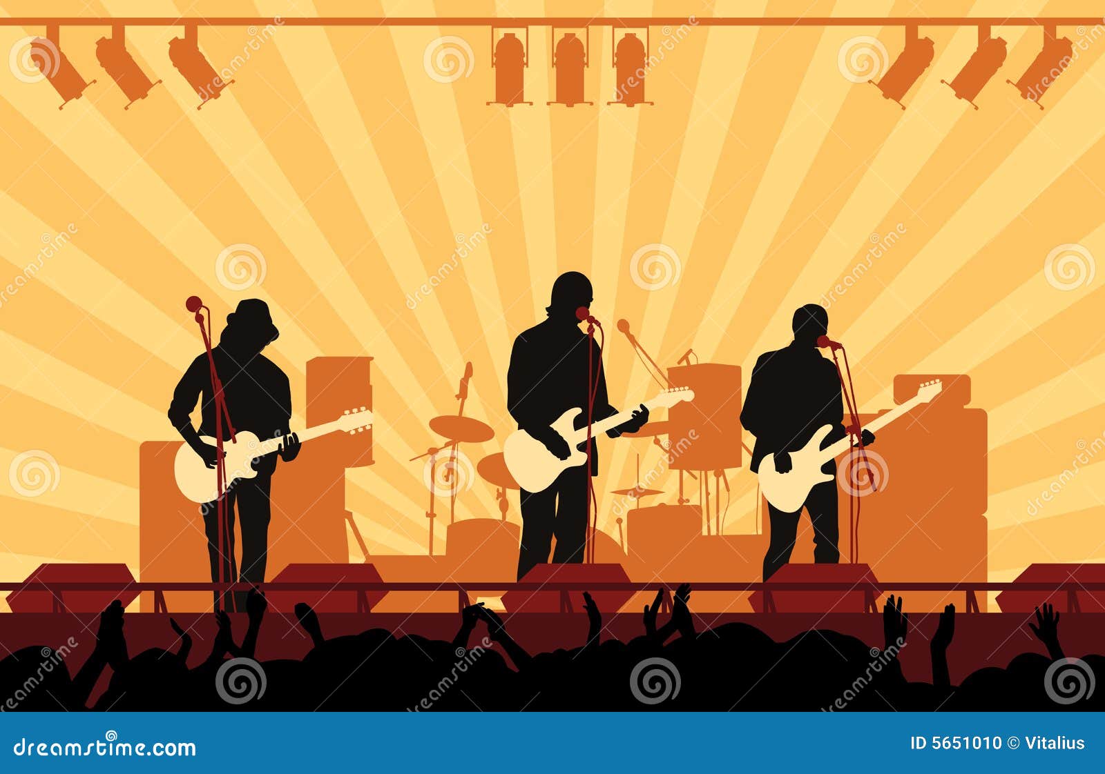 Rock concert stock vector. Illustration of crowd, musicians - 5651010
