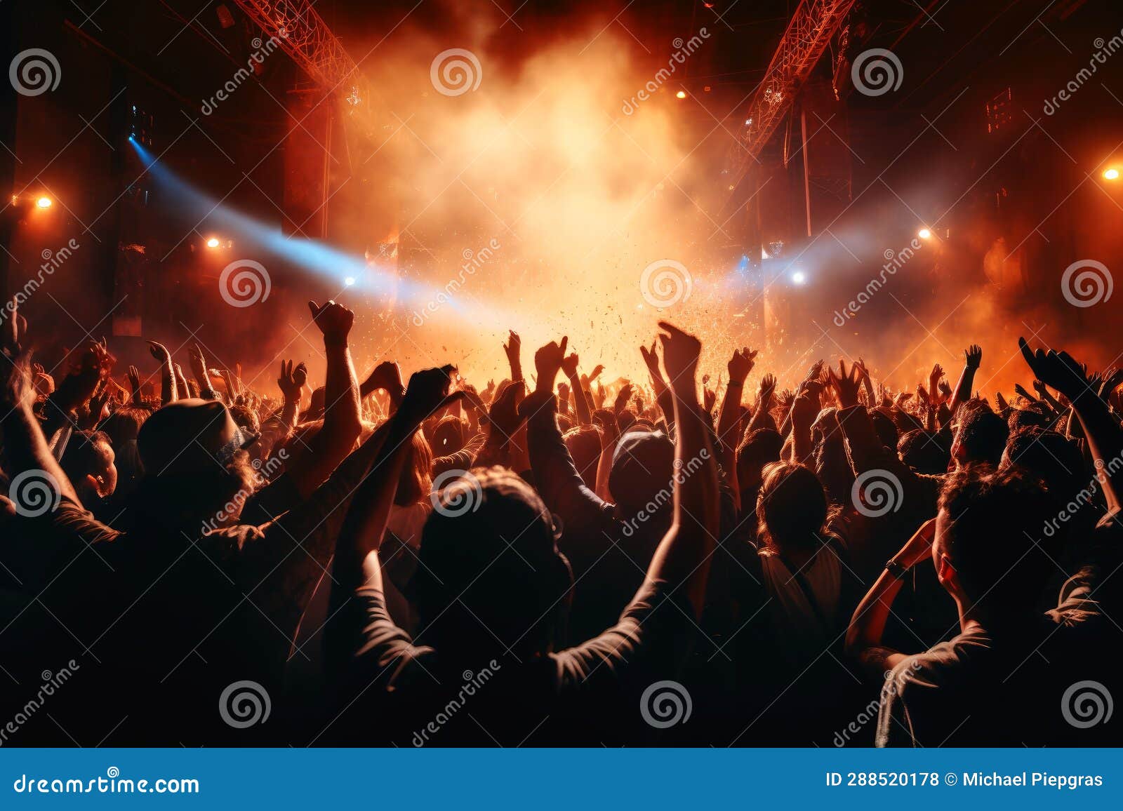 A Rock Concert with a Cheering Crowd Stock Photo - Image of club ...