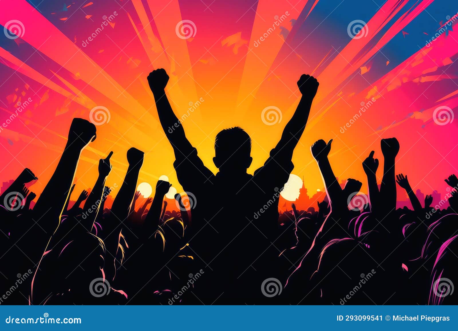A Rock Concert with a Cheering Crowd Stock Image - Image of silhouette ...