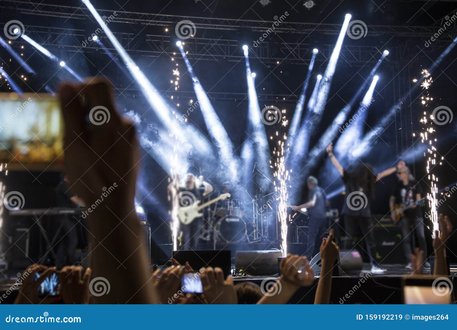 Concert stage stock image. Image of fireworks, illumination - 159192219
