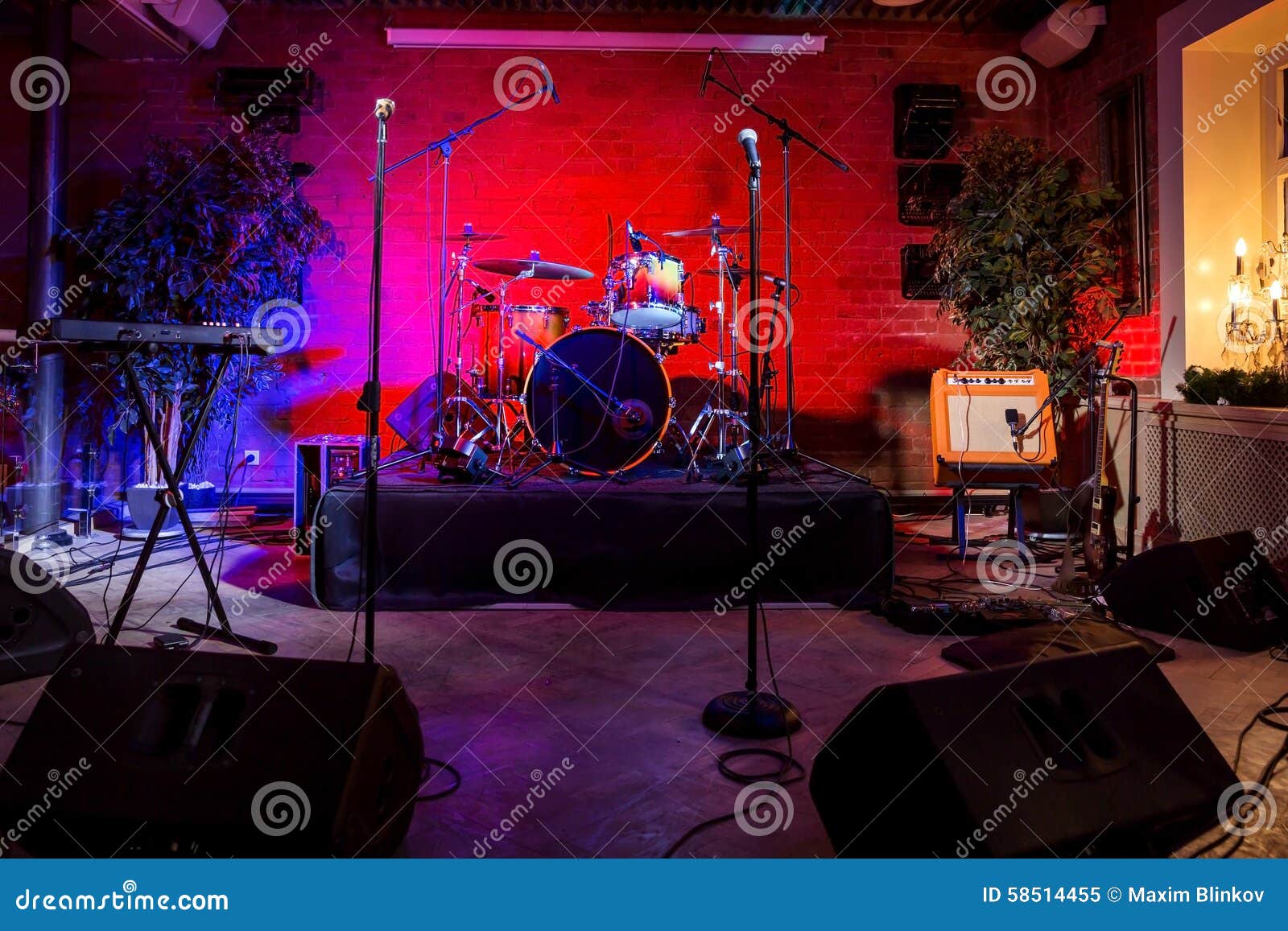 Rock concert stage stock image. Image of loudspeakers - 58514455