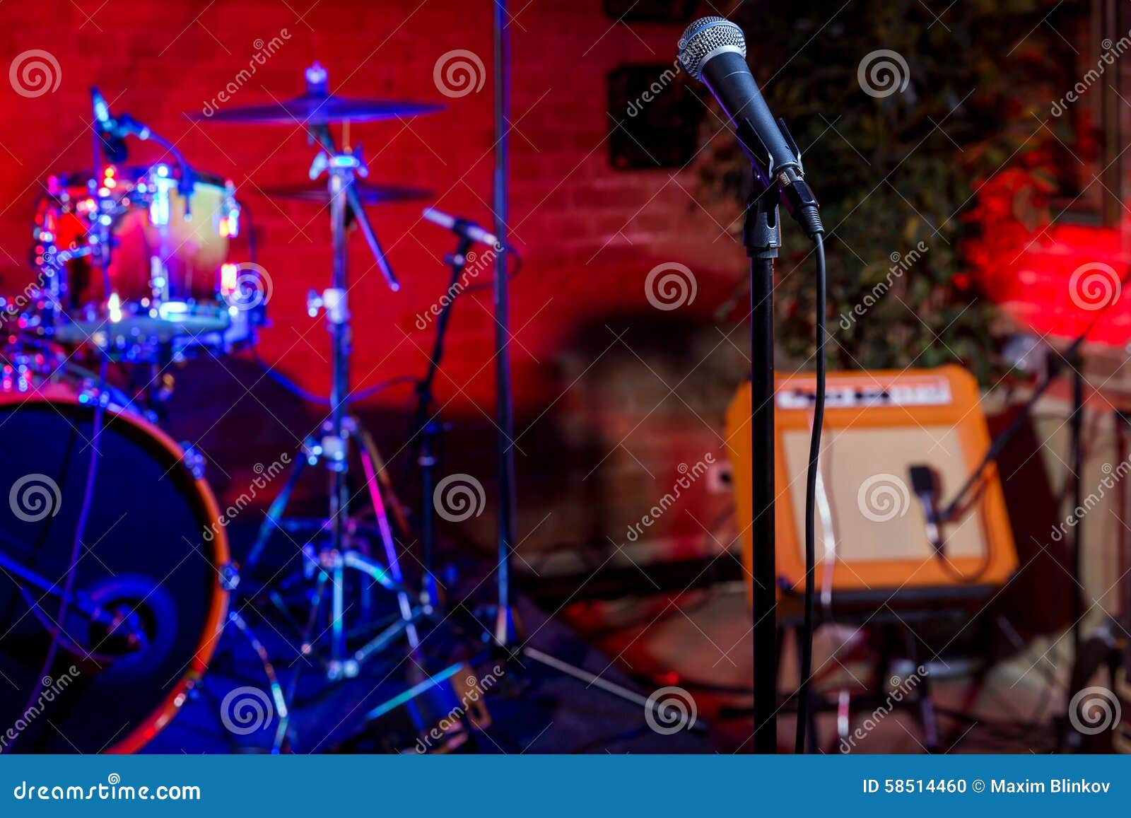 Rock concert stage stock photo. Image of instrument, microphone - 58514460