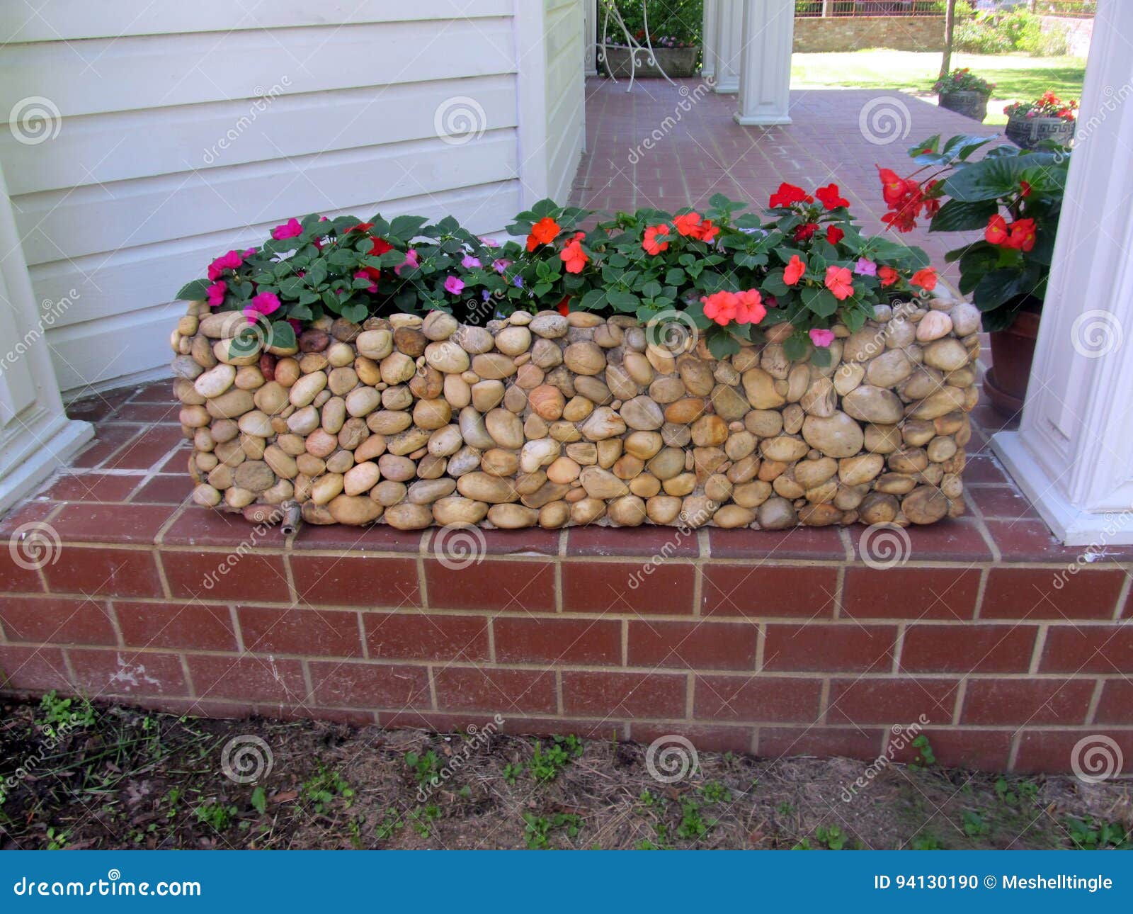 Rock Container with Flowers Stock Photo - Image of beautiful, garden ...
