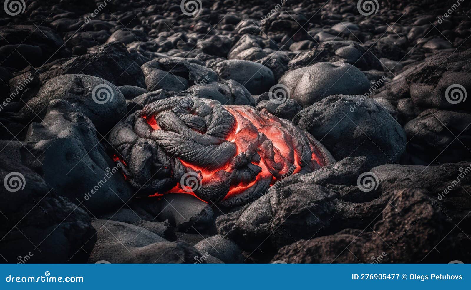 A Rock Covered in Lava and Lava with Red Light Coming Out of it Stock ...
