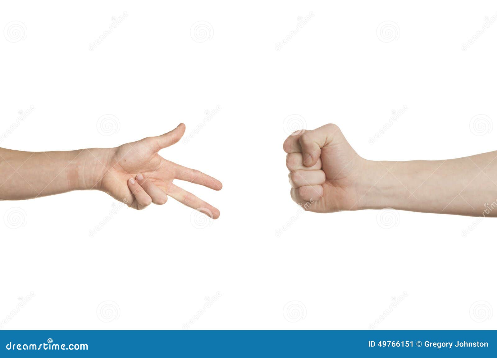 Rock crushes scissors. stock image. Image of hands, scissors - 49766151