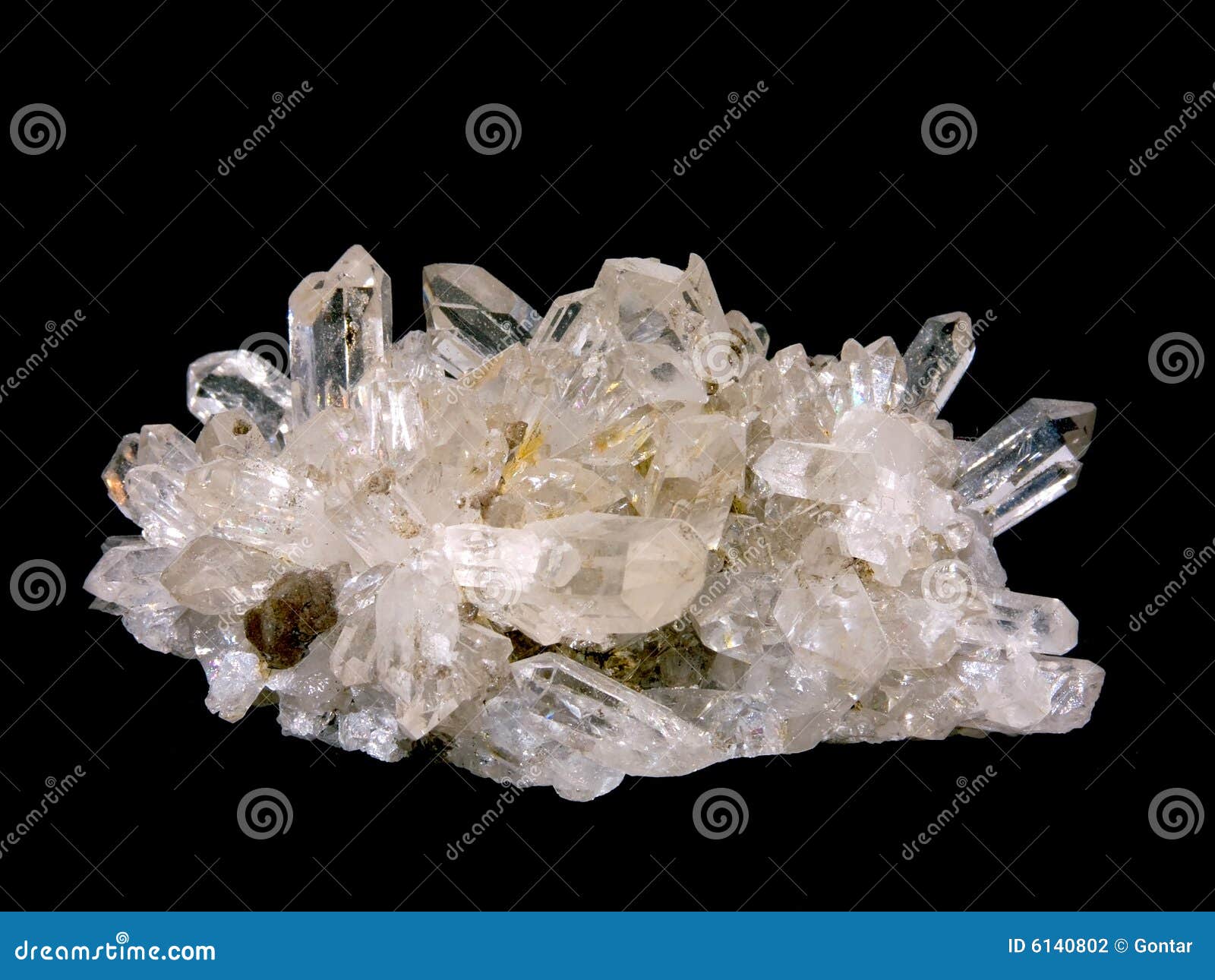Rock Crystal on Black Background Stock Photo - Image of mineral ...