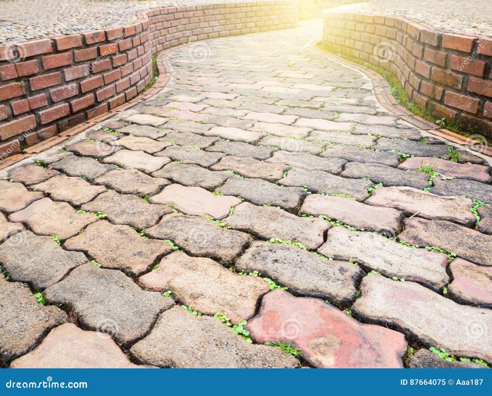 Rock and curve pathway stock image. Image of brick, block - 87664075