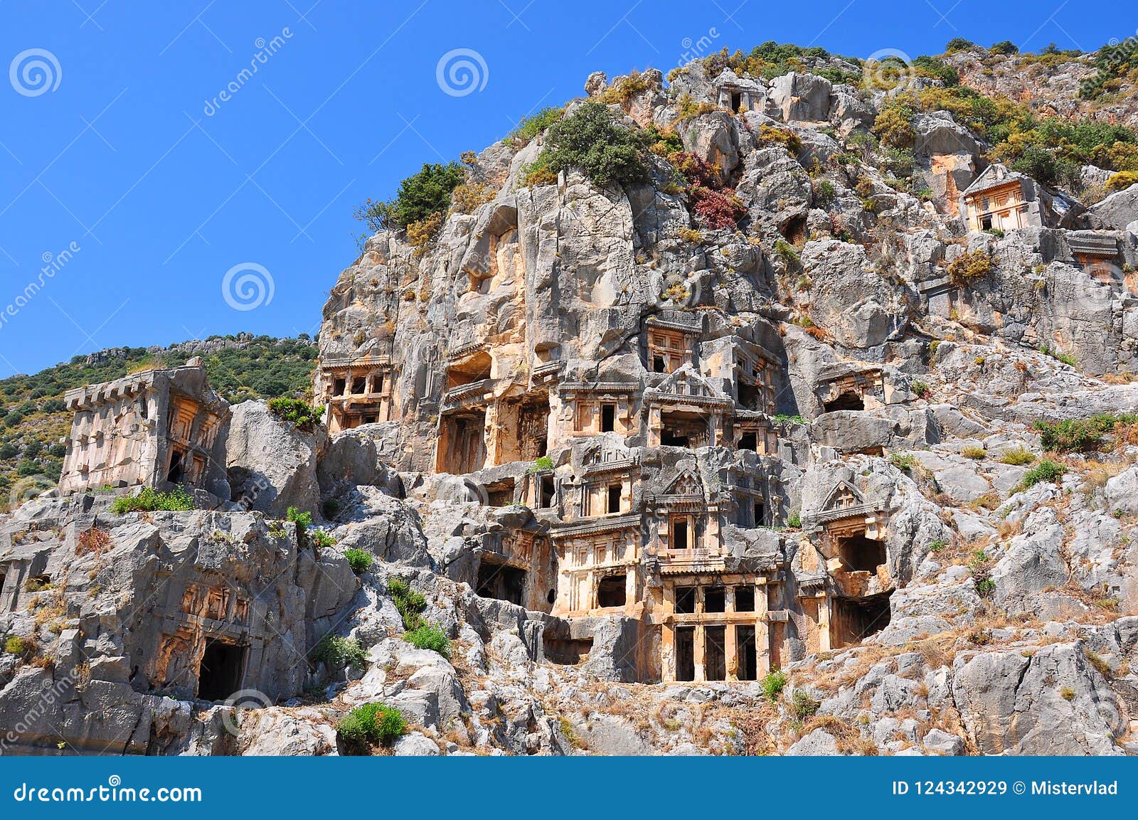 Rock-cut Tombs in Myra, Turkey Stock Image - Image of landmark, myra ...
