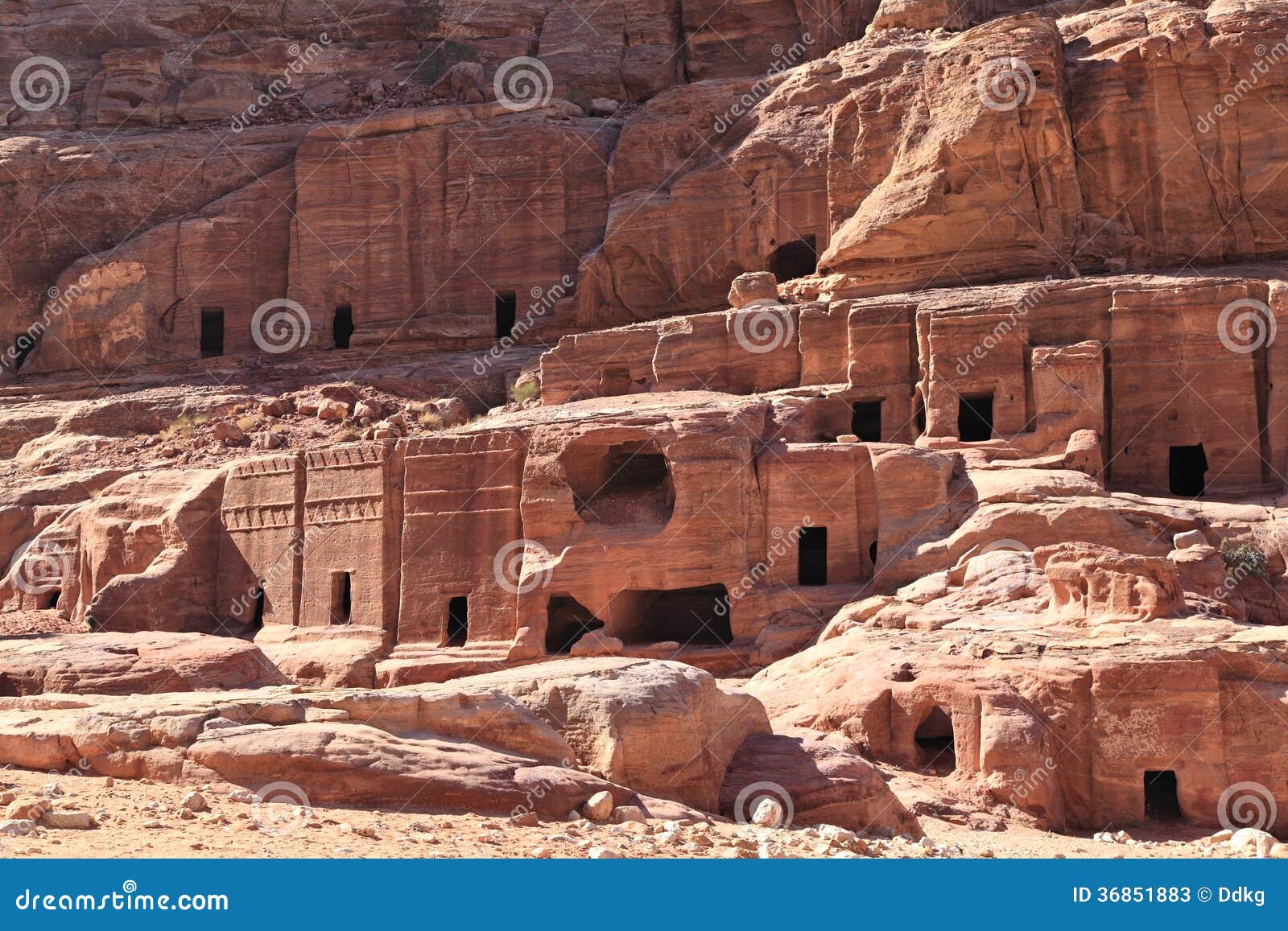 Rock Cut Tombs at Petra stock image. Image of site, architectural ...