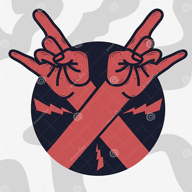 Rock Vector Design with Devil Horn Hand Gesture. Stock Vector ...