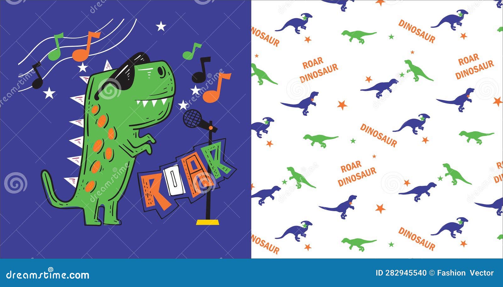 Dino Rock. Tyrannosaurus Sings Song. Dinosaur With Guitar. Ancien ...