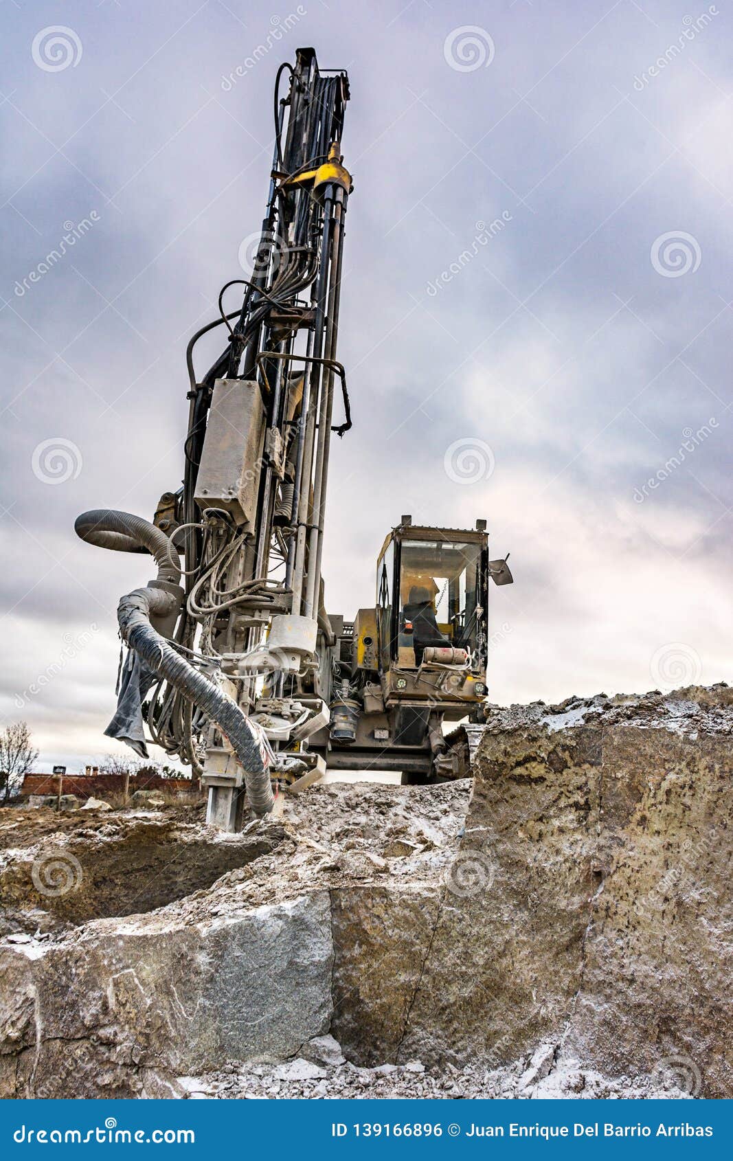 Rock Drilling Machine To Make Hole and Build a Building Stock Photo ...