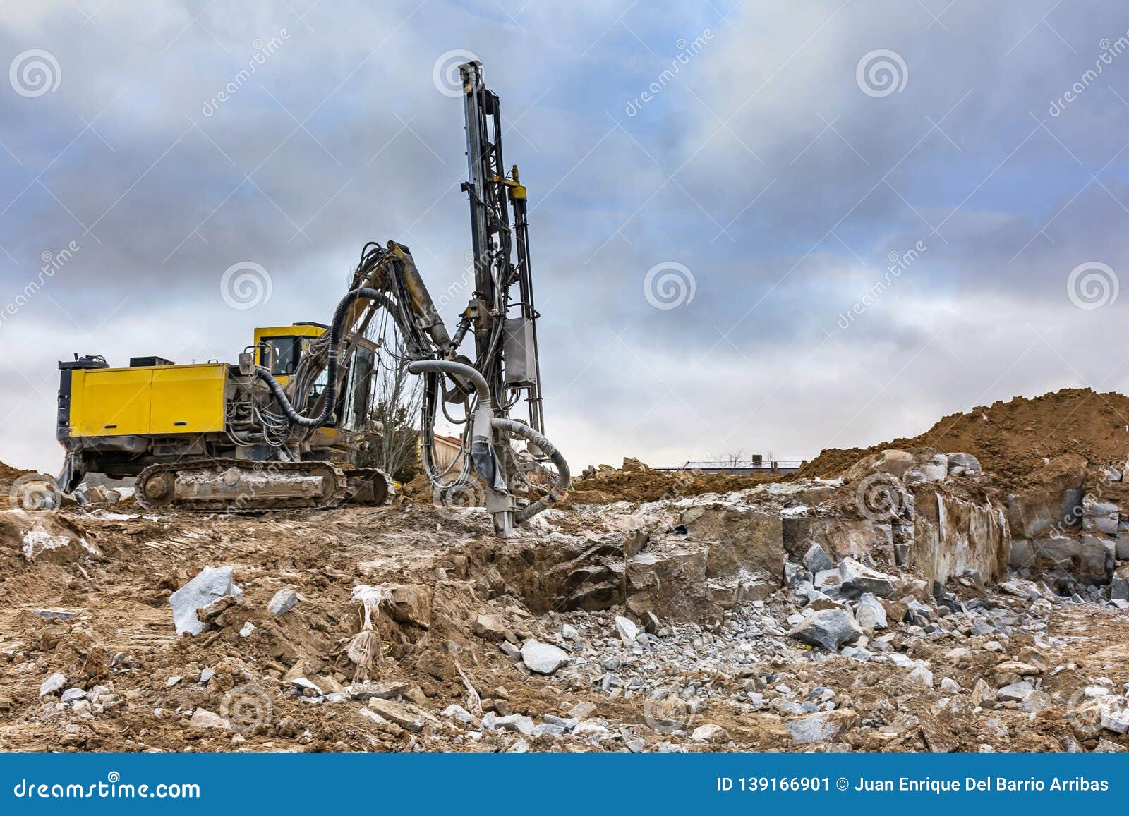 Rock Drilling Machine To Make Hole and Build a Building Stock Image ...