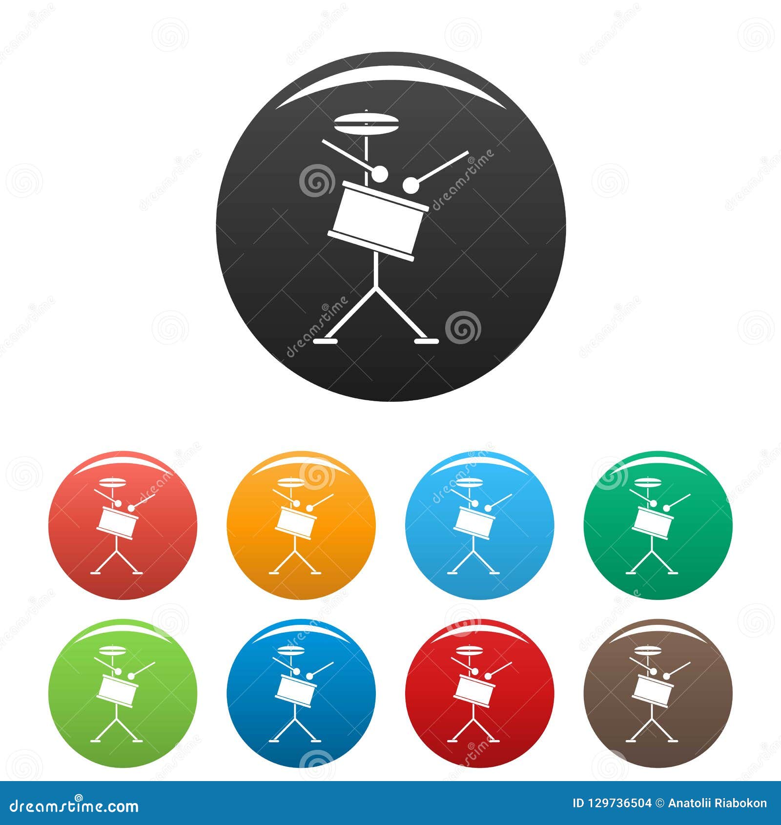 Drums Icons Set. Elements Of Drum Kit Or Digital Machine Samples ...