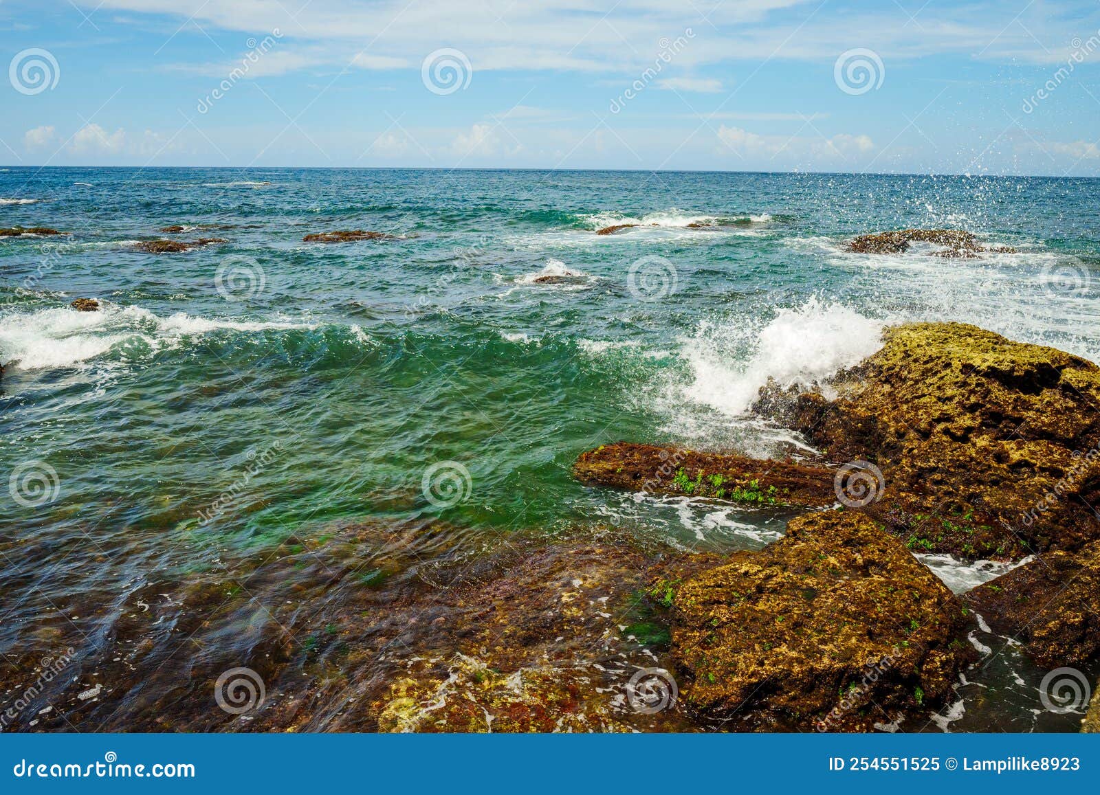 The Waves from Clear Sea Hit the Rocks Stock Image - Image of island ...