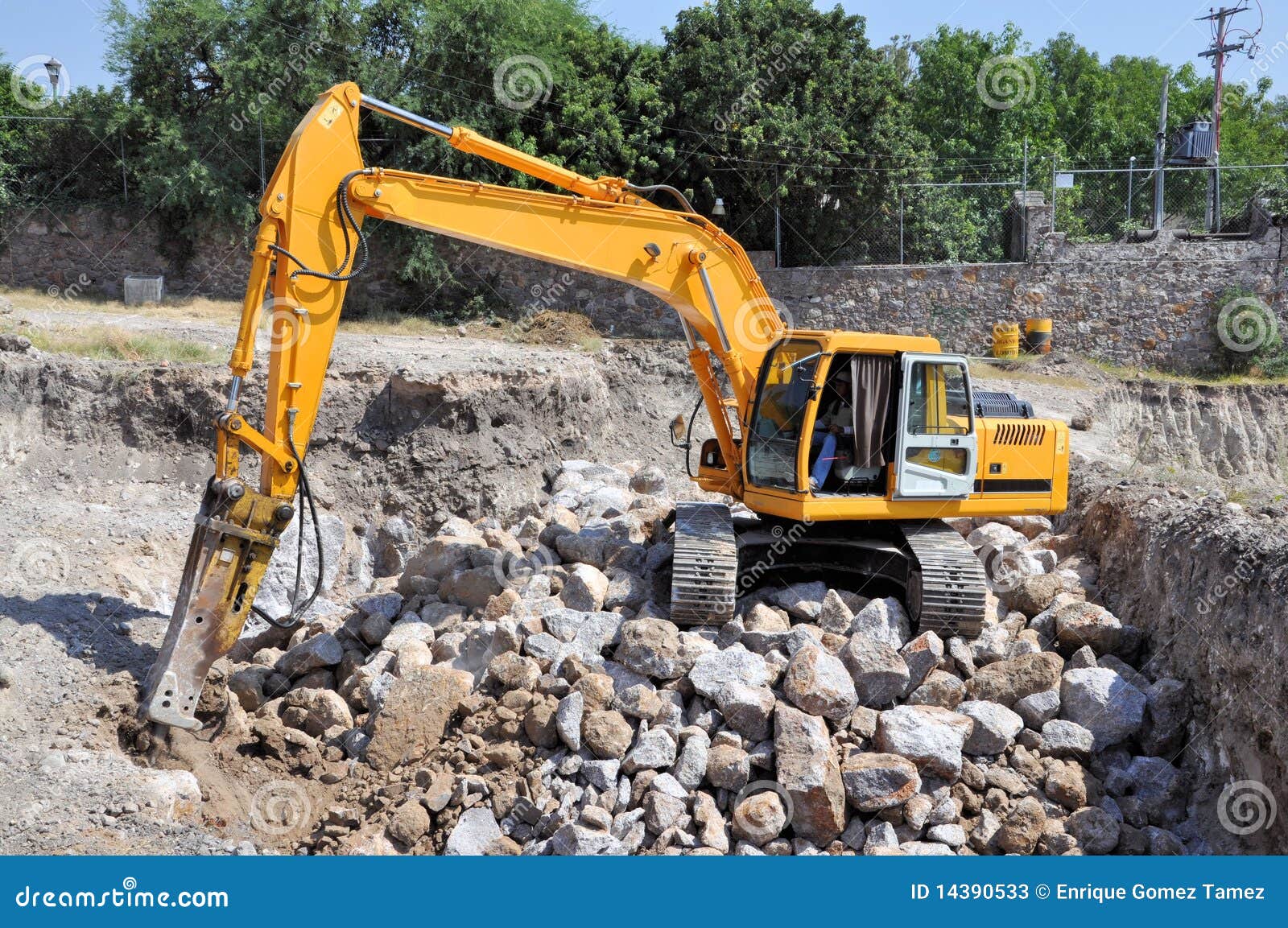 Rock excavator stock image. Image of lift, heavy, braking - 14390533