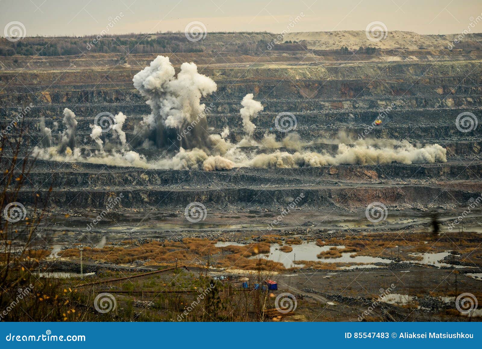 Rock Explosion into the Quarry for the Extraction of Granite Stock ...