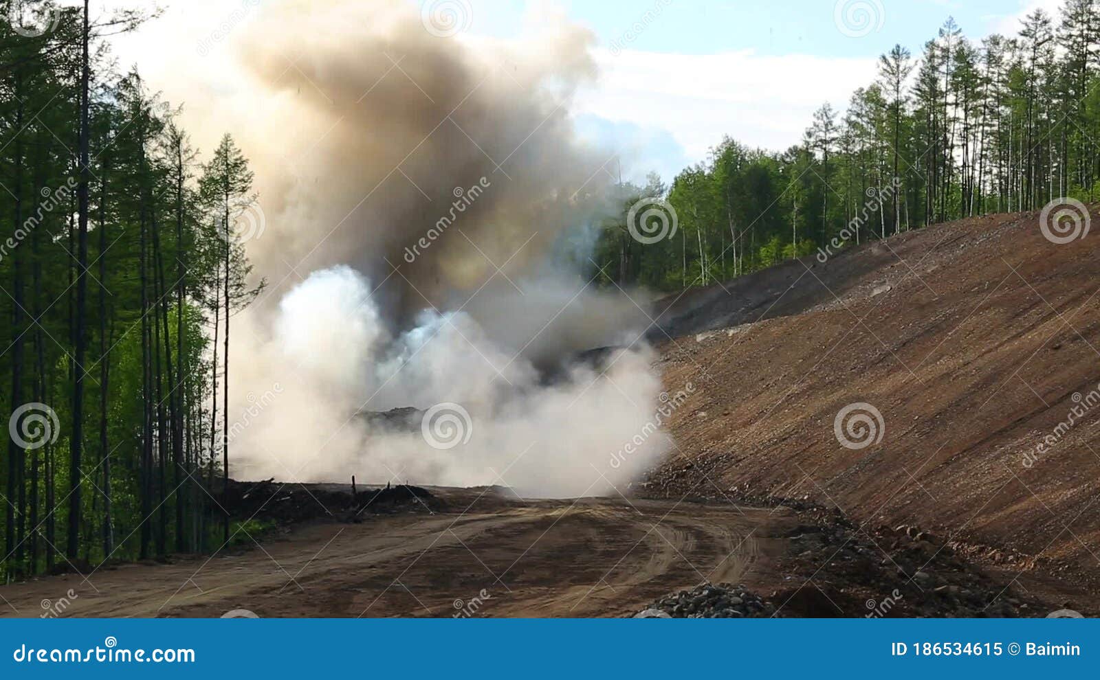 Rock Explosion during Road Construction Stock Video - Video of summer ...