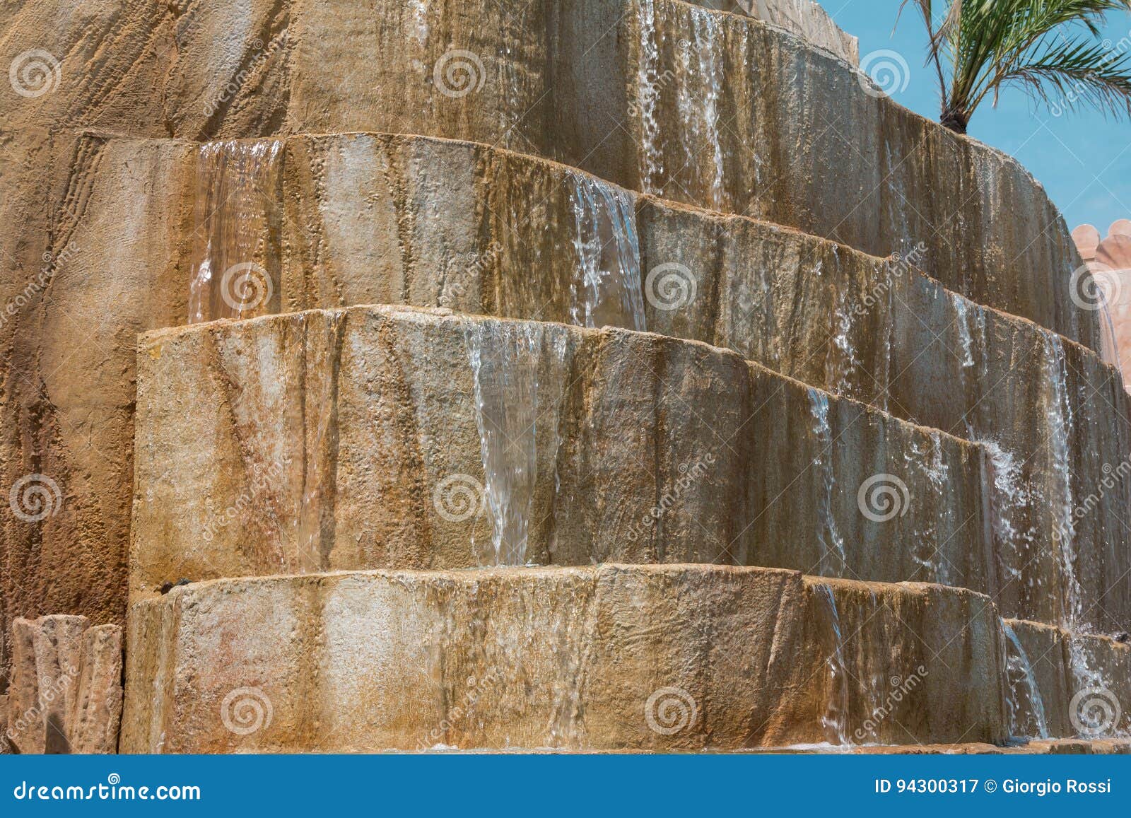 Rock Face Made of Steps with Water Falls Stock Image - Image of scenic ...