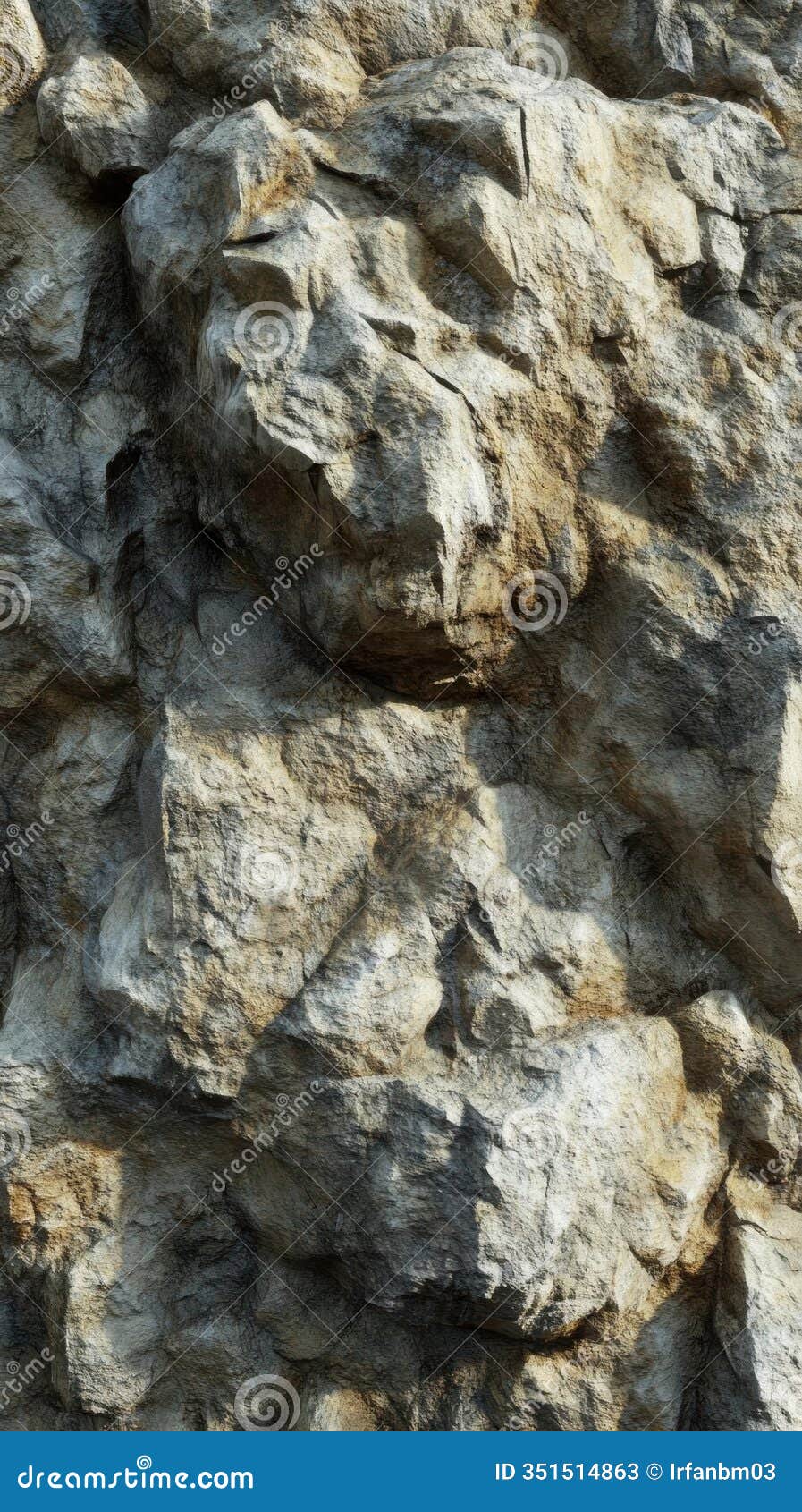 Rock Face Shows Rough Texture and Uneven Surface with Natural Formation ...