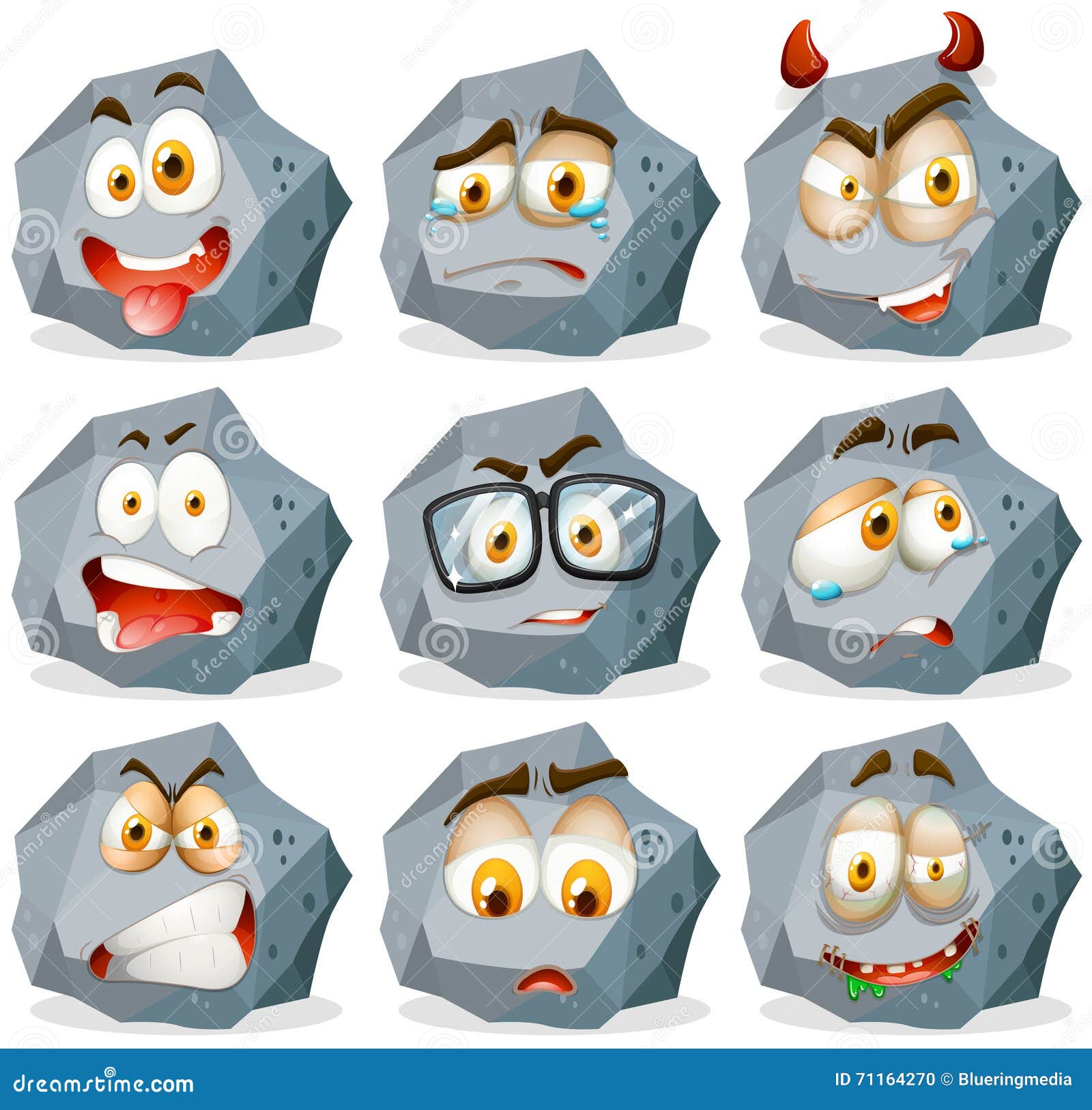 Rock with Facial Expressions Stock Vector - Illustration of face ...