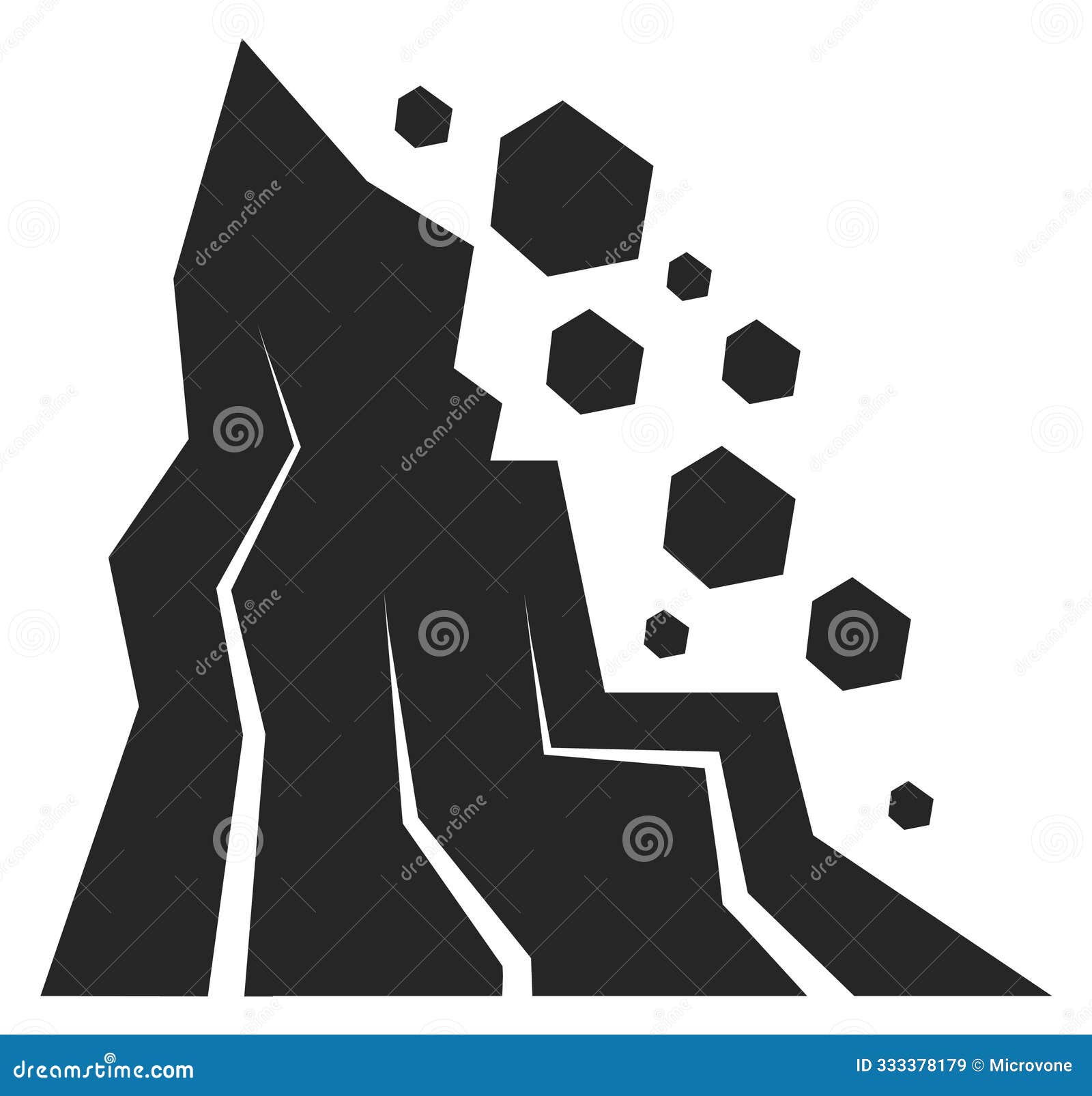 Rock Fall Black Icon. Mountain Danger Hazard Stock Illustration ...