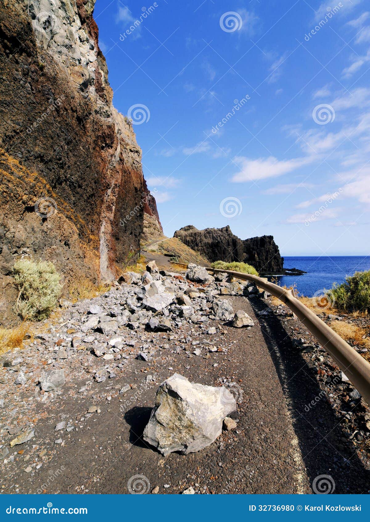 Rock Fall stock photo. Image of blocked, coast, outdoor - 32736980