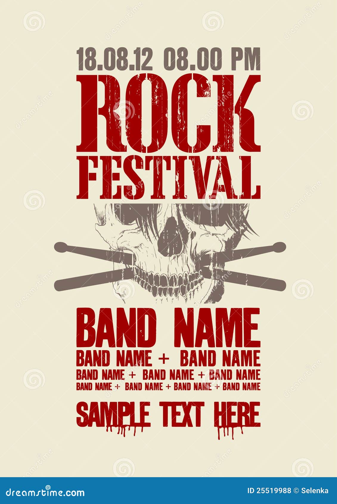 Rock Festival Design Template. Stock Vector - Illustration of design ...