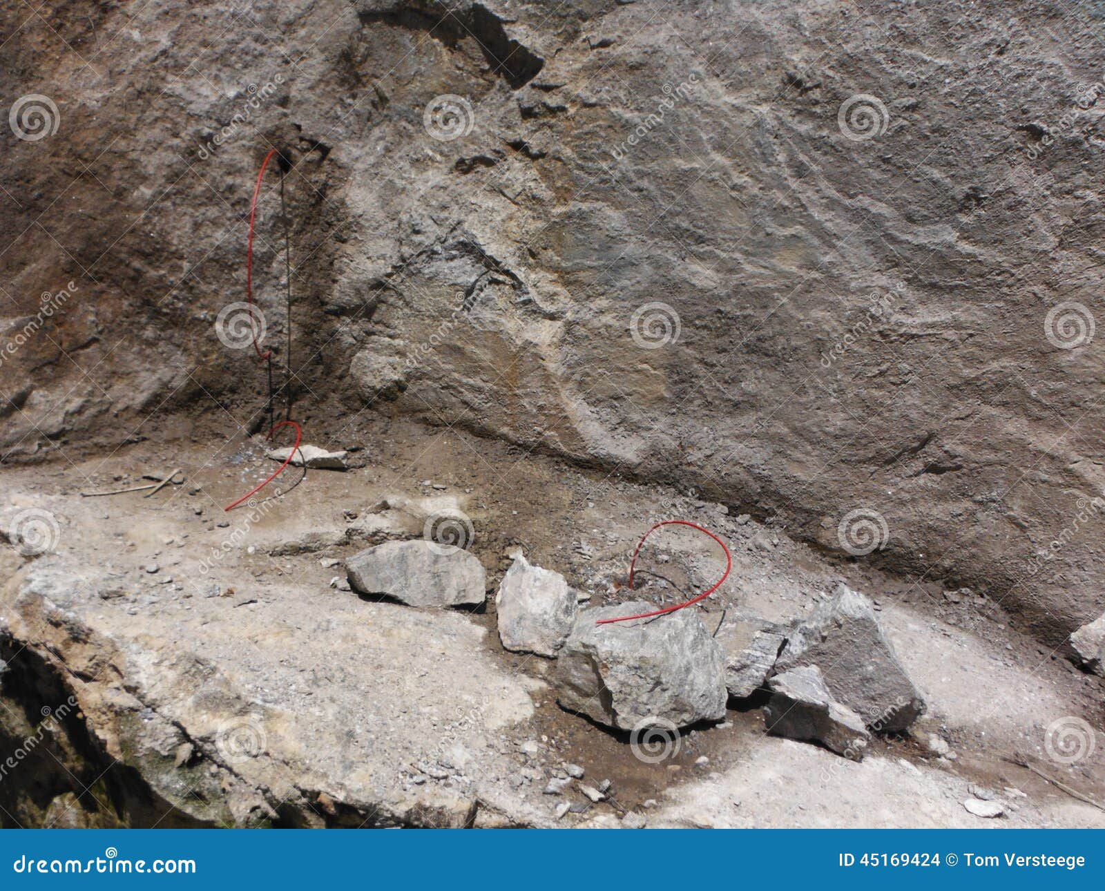 Rock Filled with Dynamite Prepared for a Blasting Stock Photo - Image ...