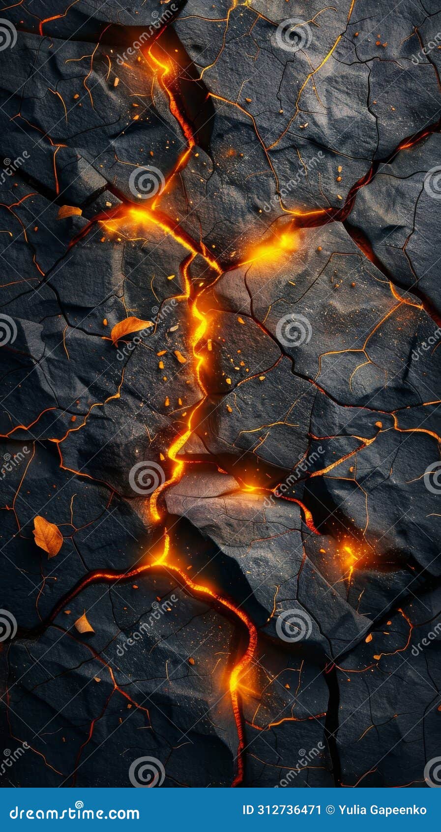 Rock with Fire Eruption stock image. Image of geology - 312736471