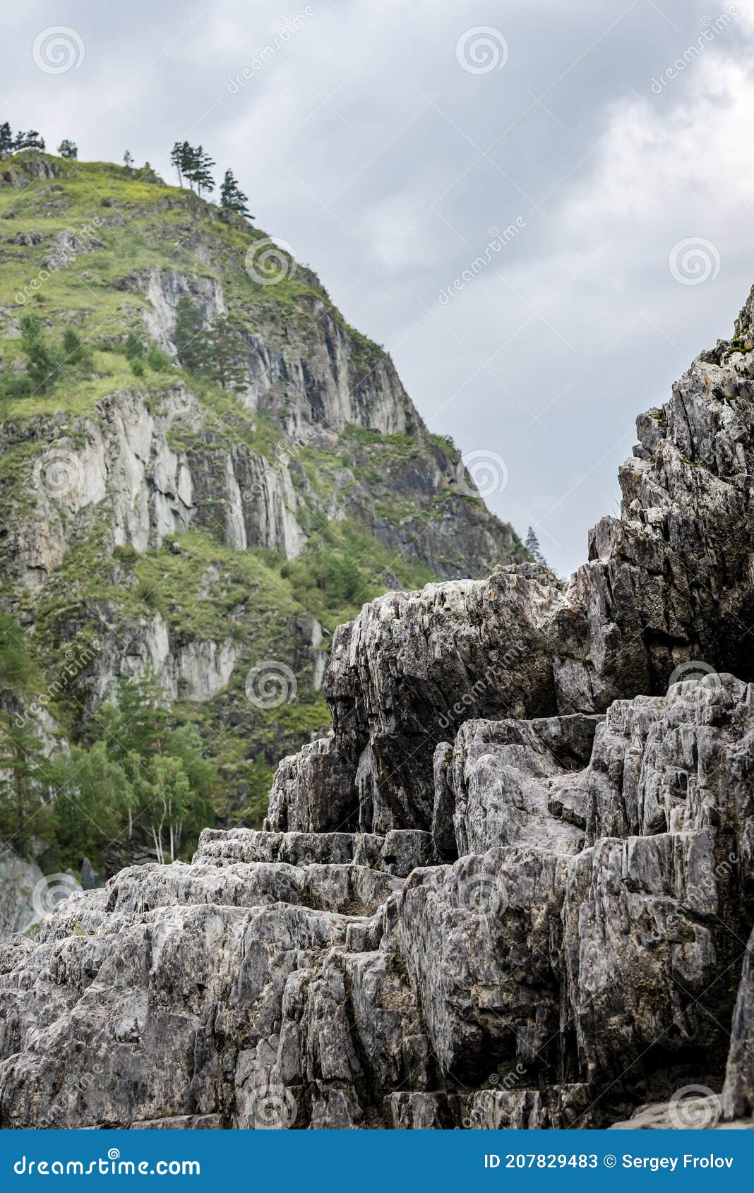 Rock in the Form of Steps on the Background of the Mountain in the ...