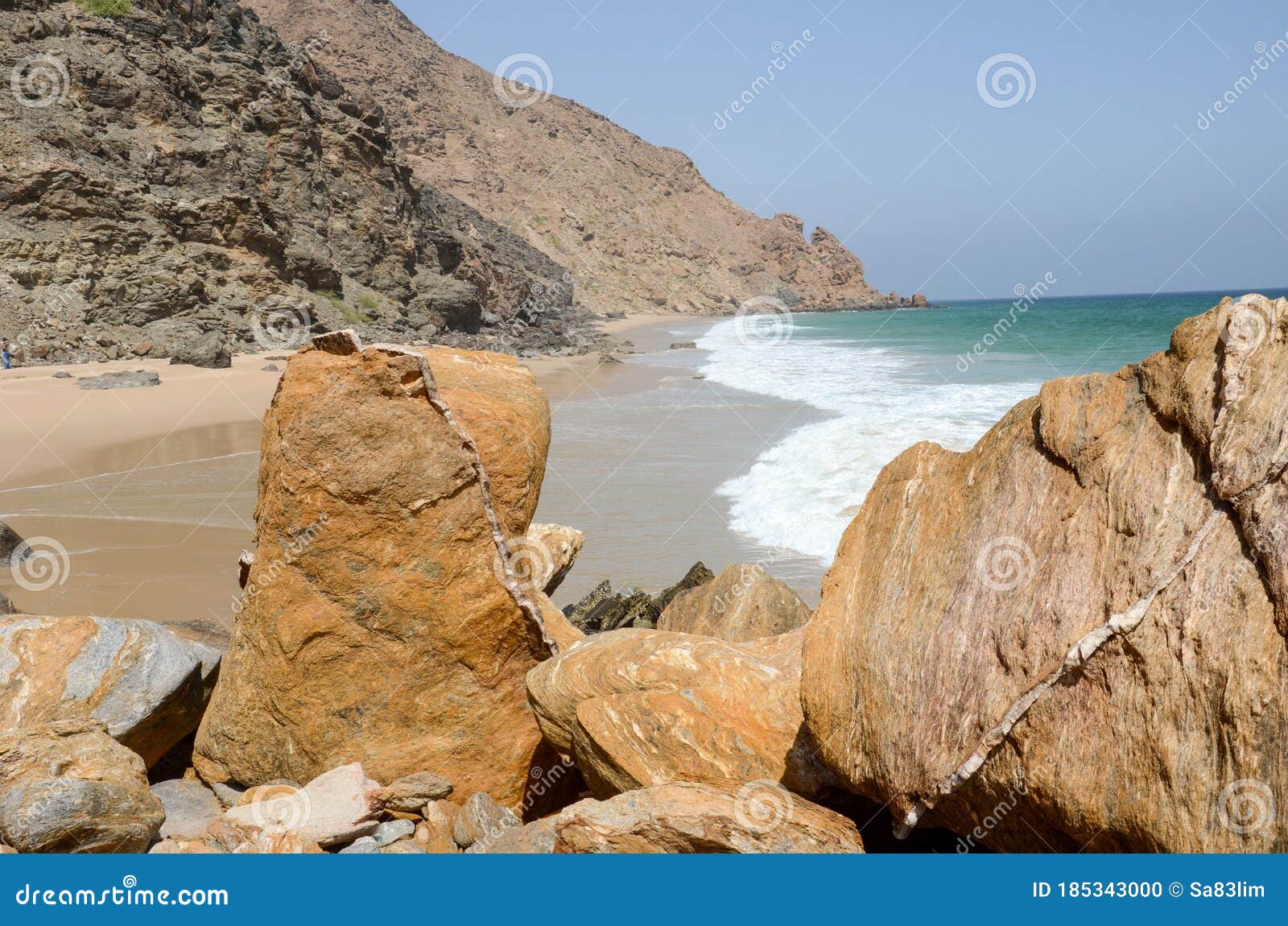Rock Formation in the Beach, Oman Stock Photo - Image of middle ...