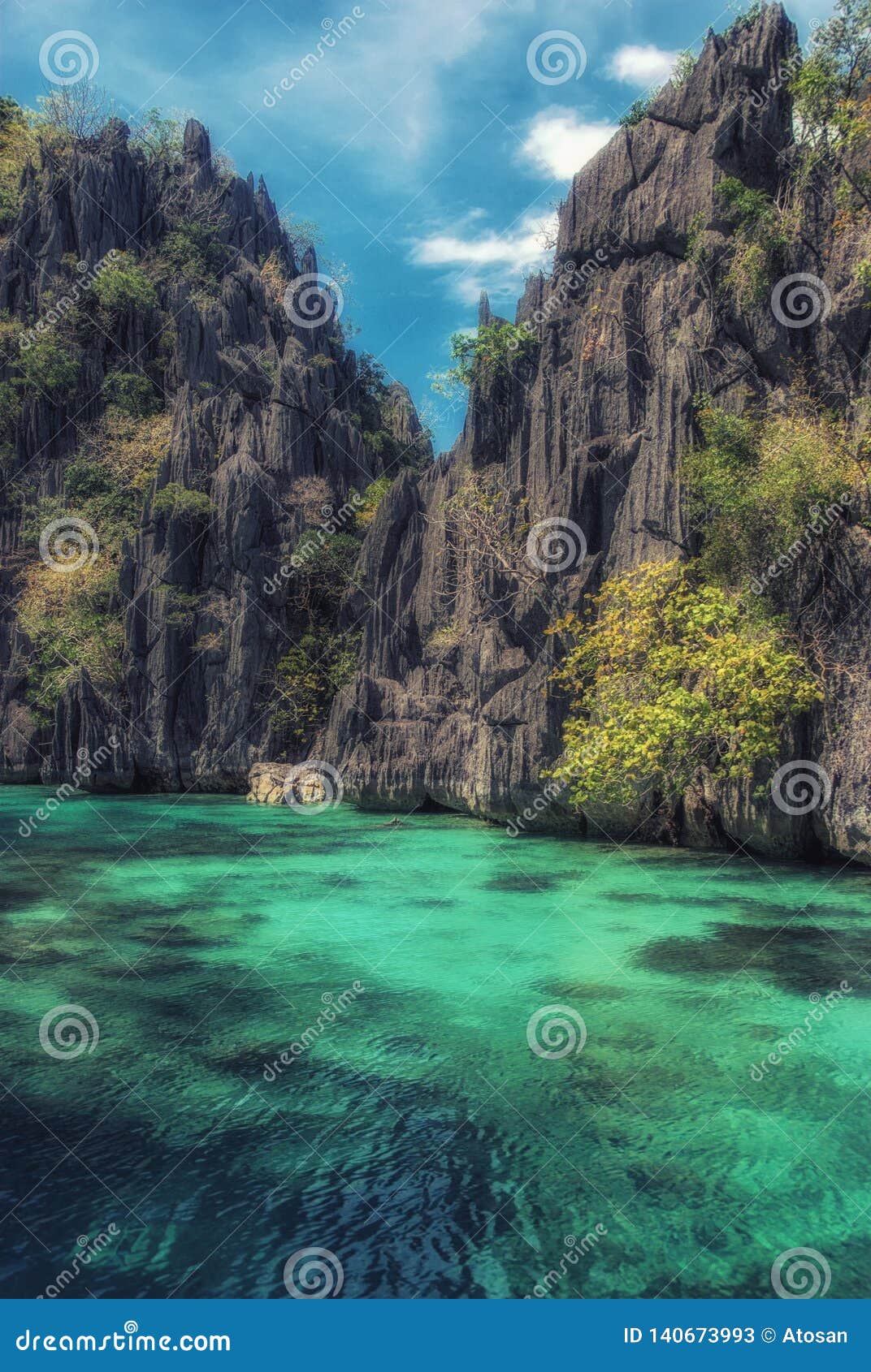 Rock Formation in the Ocean - El Nido, Palawan, Philippines Stock Image ...