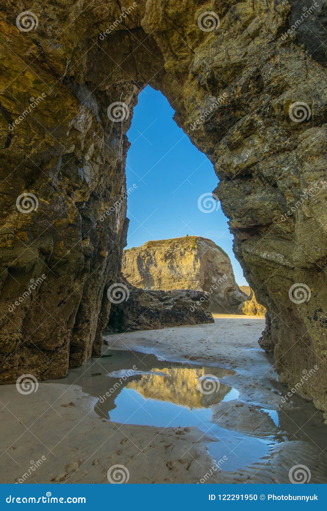 Rock Formation in Perranporth, Cornwall, UK. Stock Photo - Image of ...