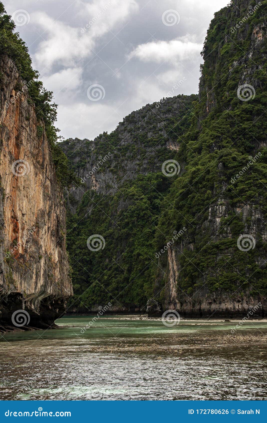 Rock Formation, Phi Phi Island, Thailand Stock Photo - Image of clouds ...